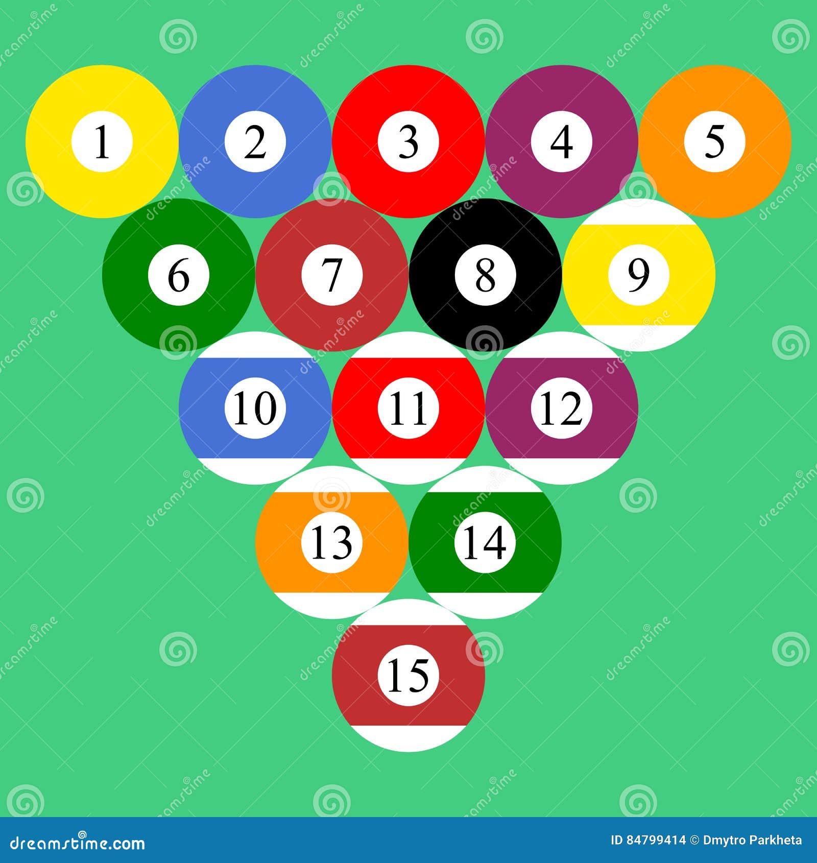 Billiard balls on table stock vector. Illustration of pool - 84799414