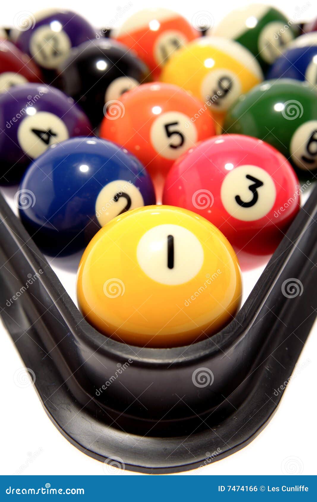 Billiard balls in triangle stock photo. Image of spots - 7474166