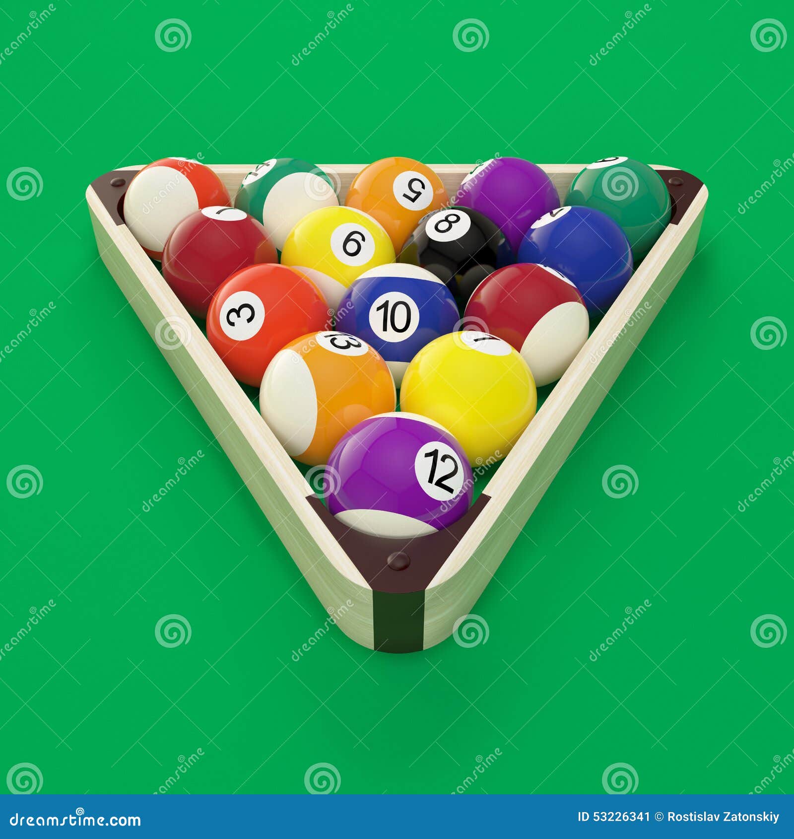 Billiard Balls in a Triangle Stock Illustration - Illustration of ...
