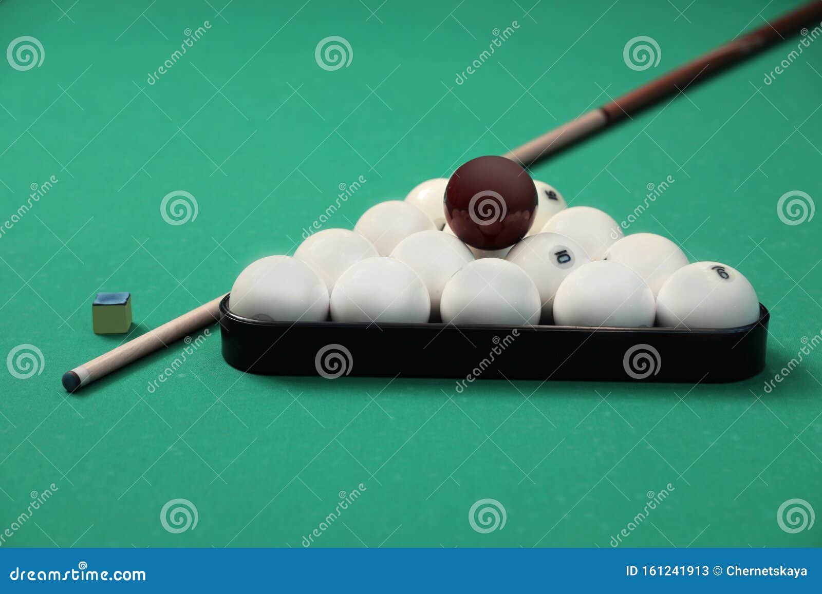 Billiard Balls in Triangle Rack, Cue and Chalk Stock Image - Image of ... Billiard Balls in Triangle Rack, Cue and Chalk Stock Image - Image of ...