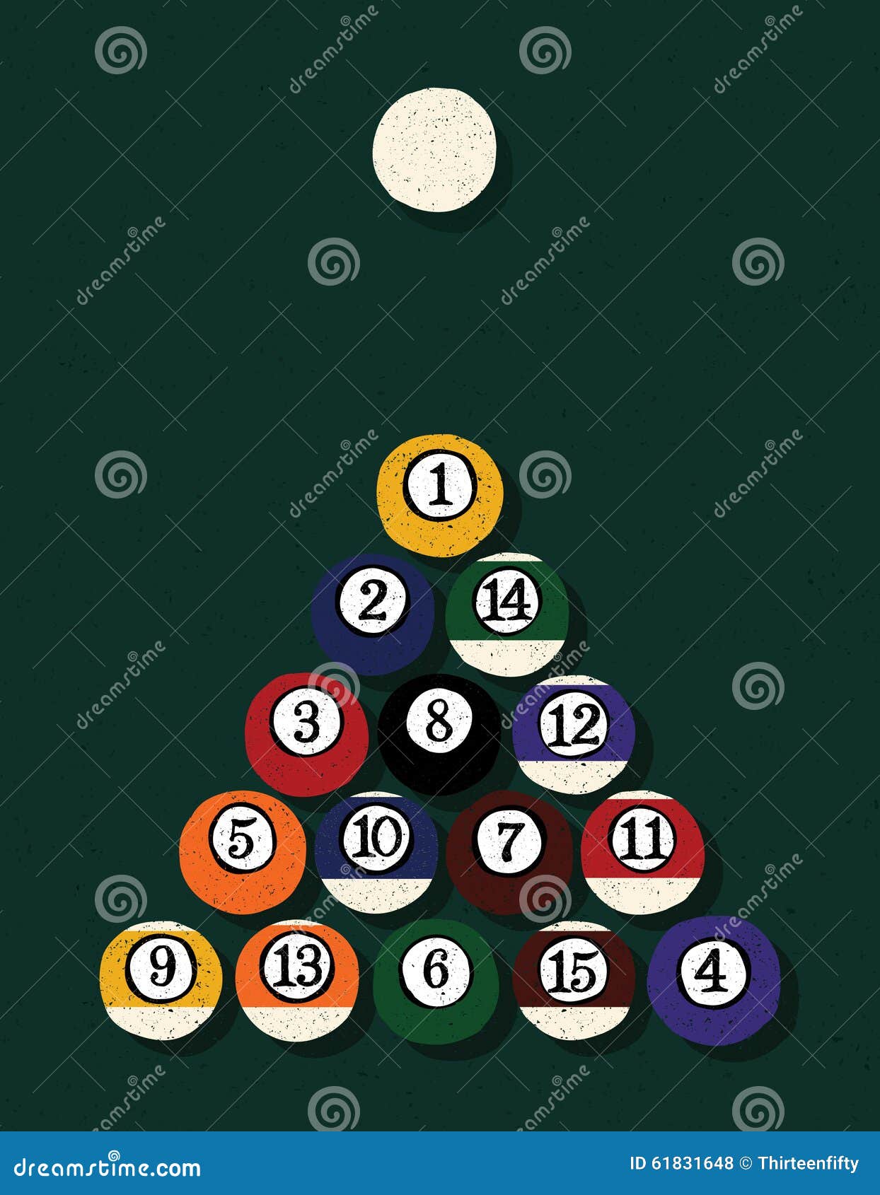 Billiard Balls Retro Hand Drawn Cartoon Style Gaming Vector Graphic ...