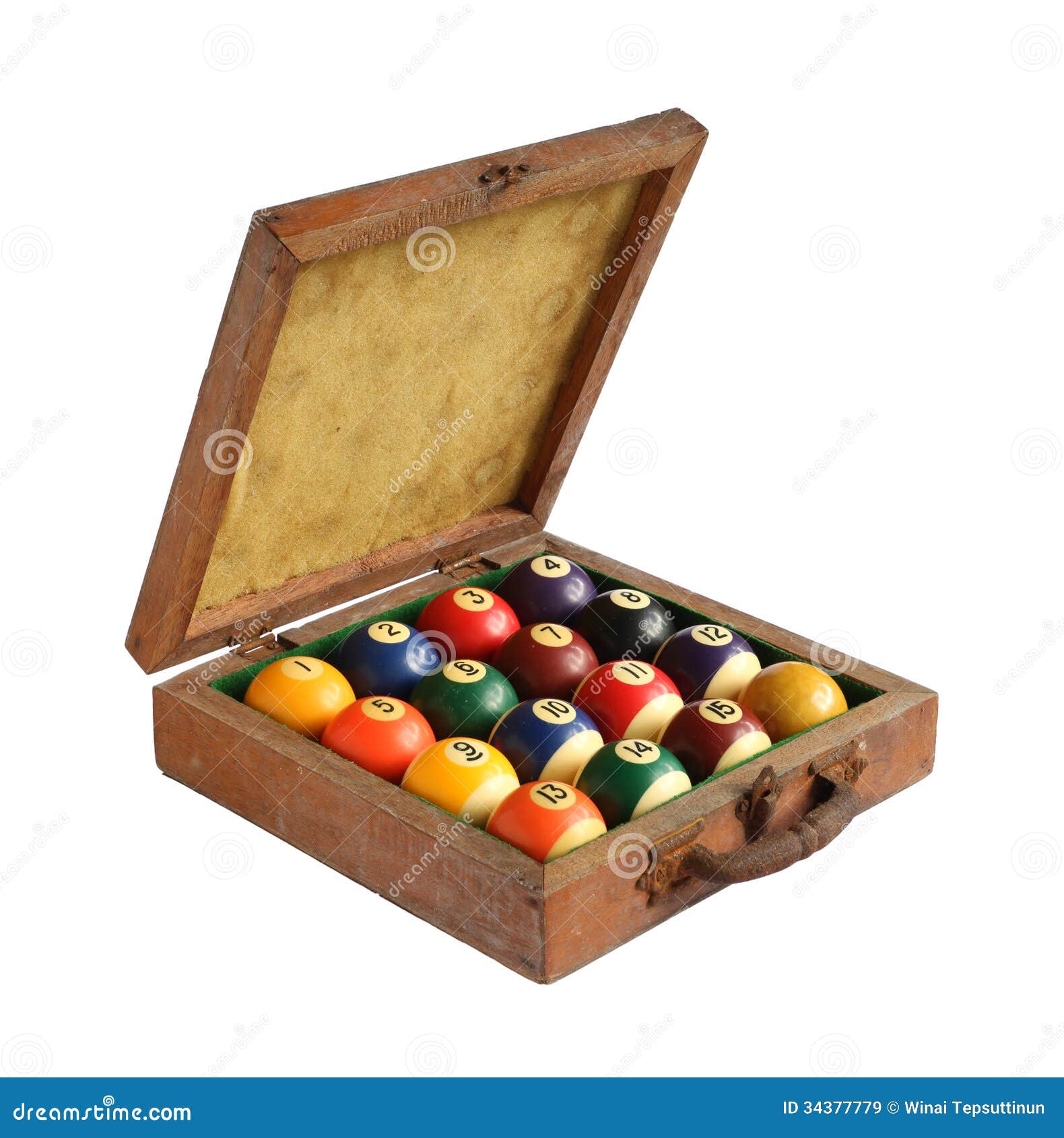 Billiard Balls in Wooden Box Stock Image - Image of billiard, olden ...