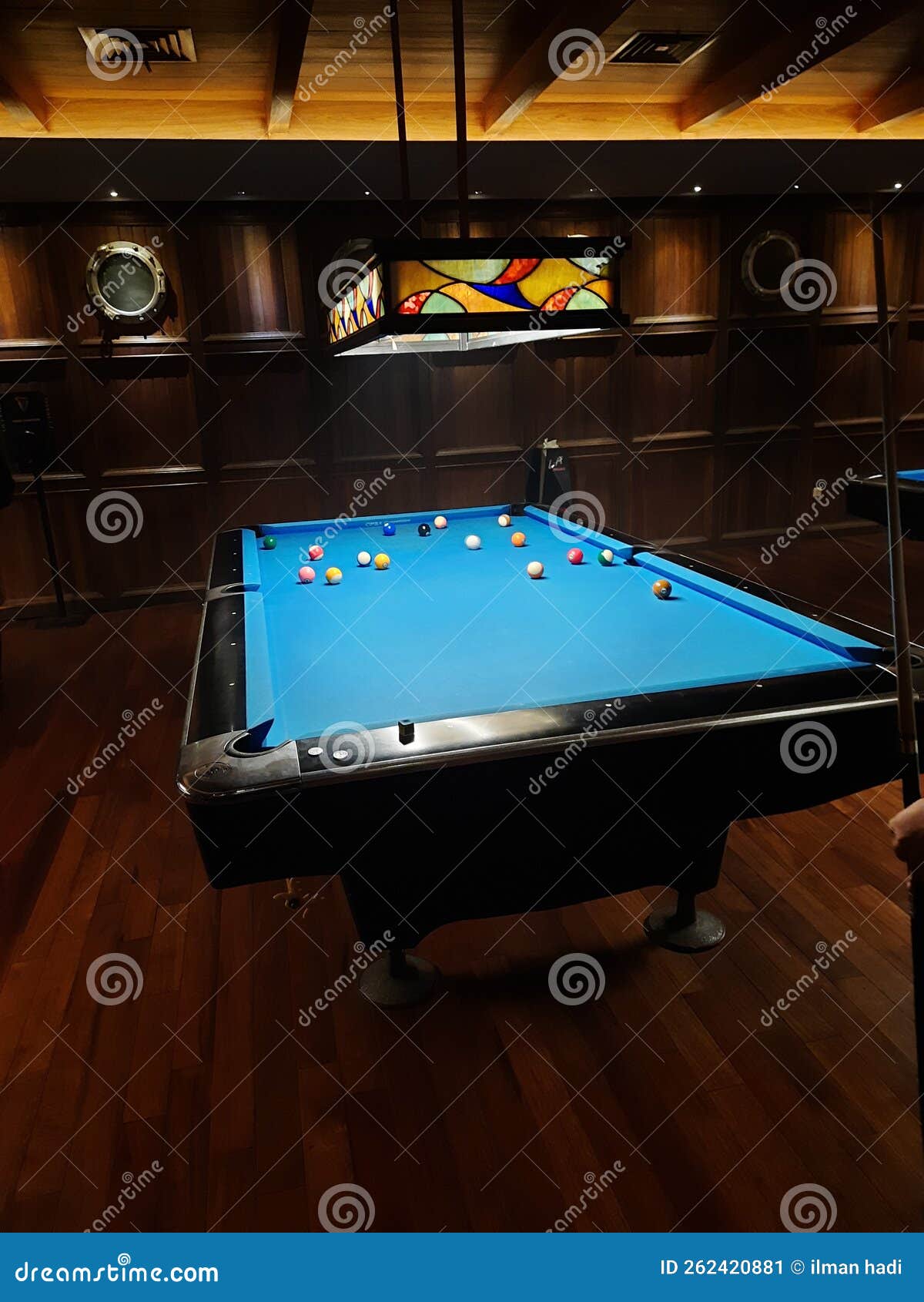 Billiard Blue Table Pool 8 Ball Play Stock Image - Image of ceiling ...