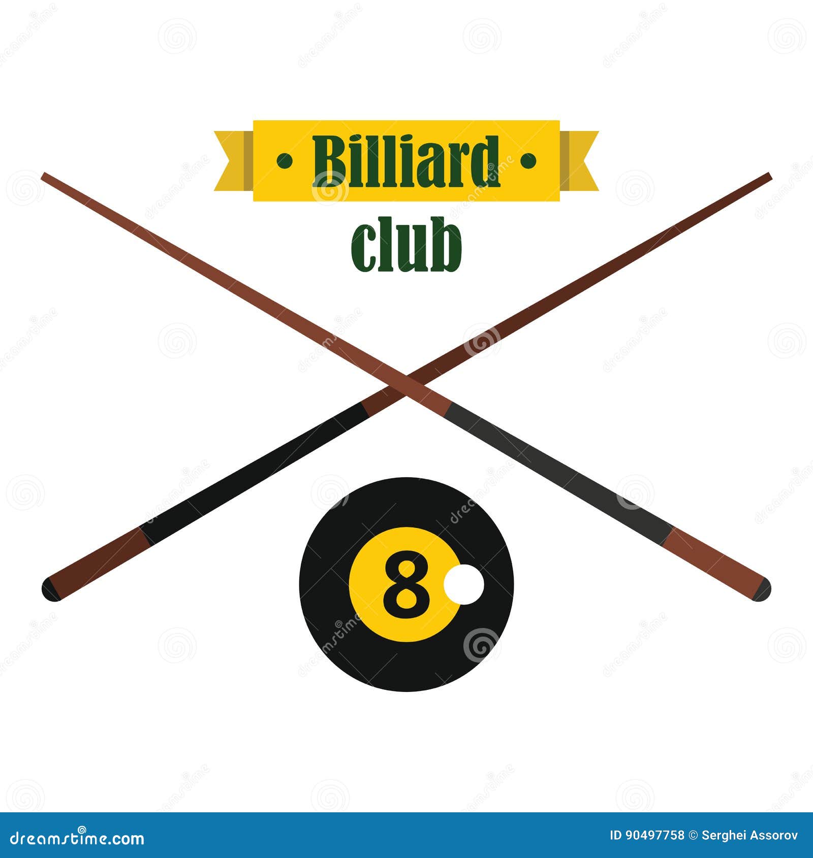 Billiard Club Emblem in Flat Style Stock Vector - Illustration of ...