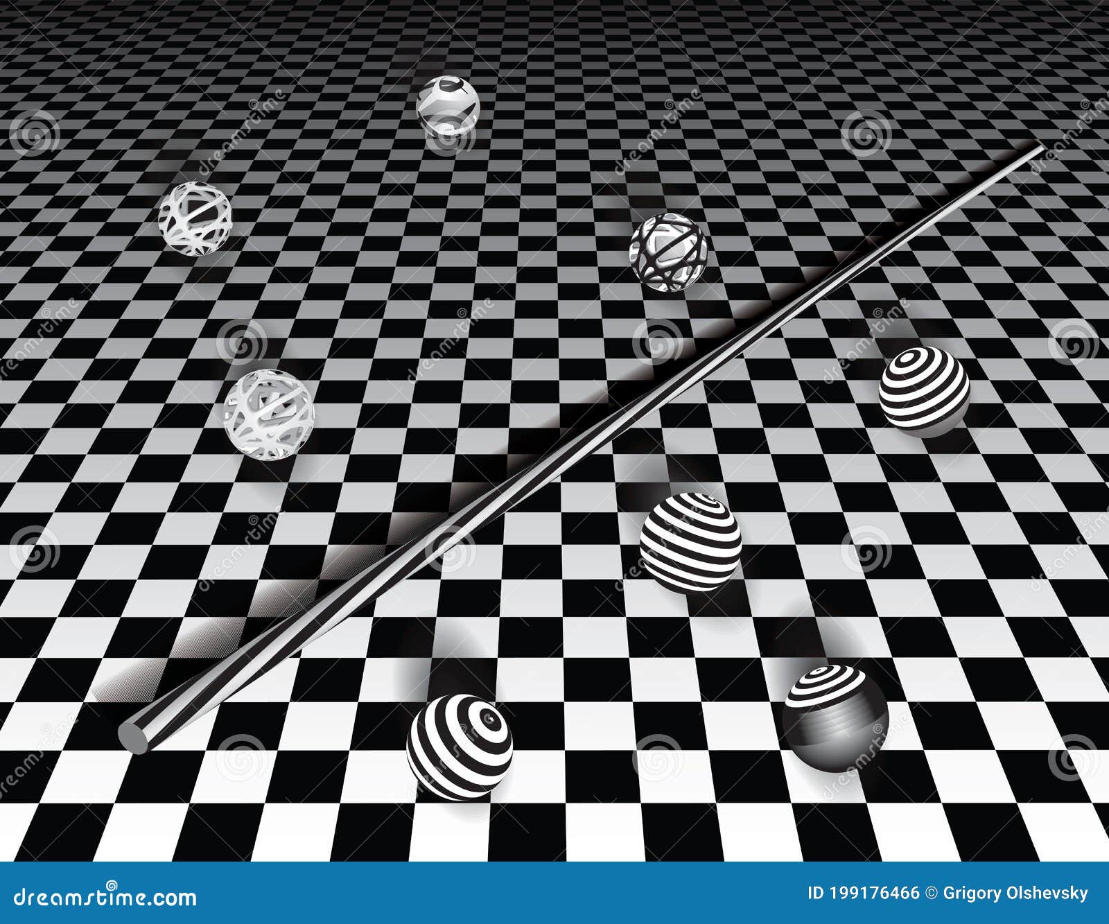 Billiard Cue and Balls. Abstract Stylized Image Stock Illustration ...