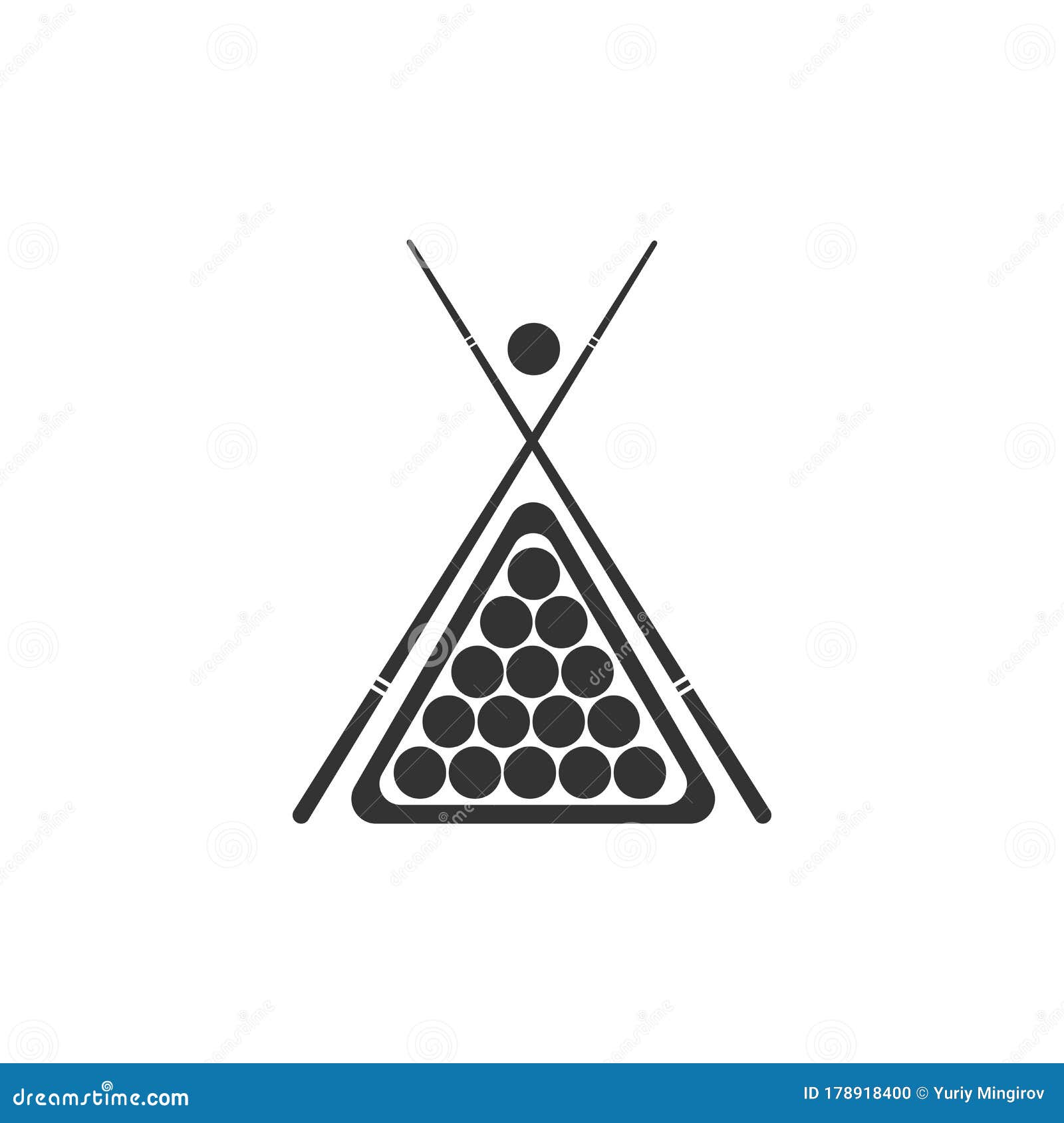 Billiard Cue and Balls in a Rack Triangle Icon Isolated. Flat Design ... Billiard Cue and Balls in a Rack Triangle Icon Isolated. Flat Design ...