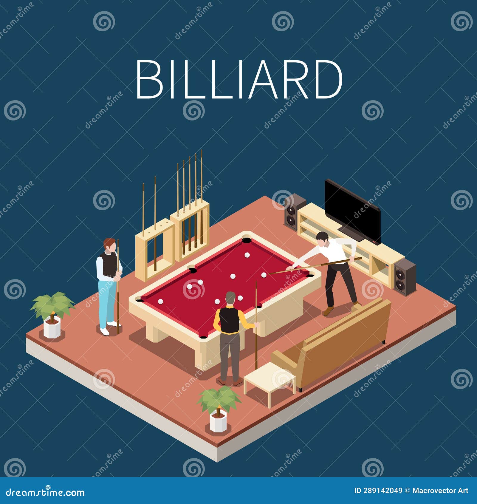 Billiard Game Isometric stock vector. Illustration of home - 289142049
