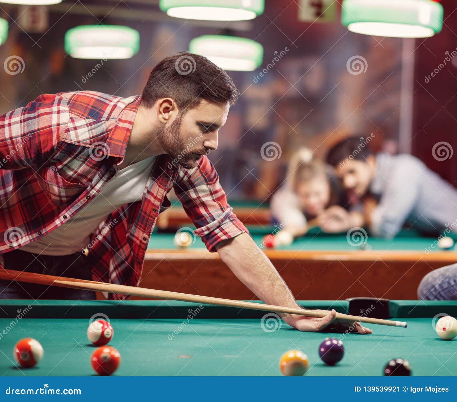 Billiard Game - Man Enjoying Playing Pool Stock Image - Image of ...