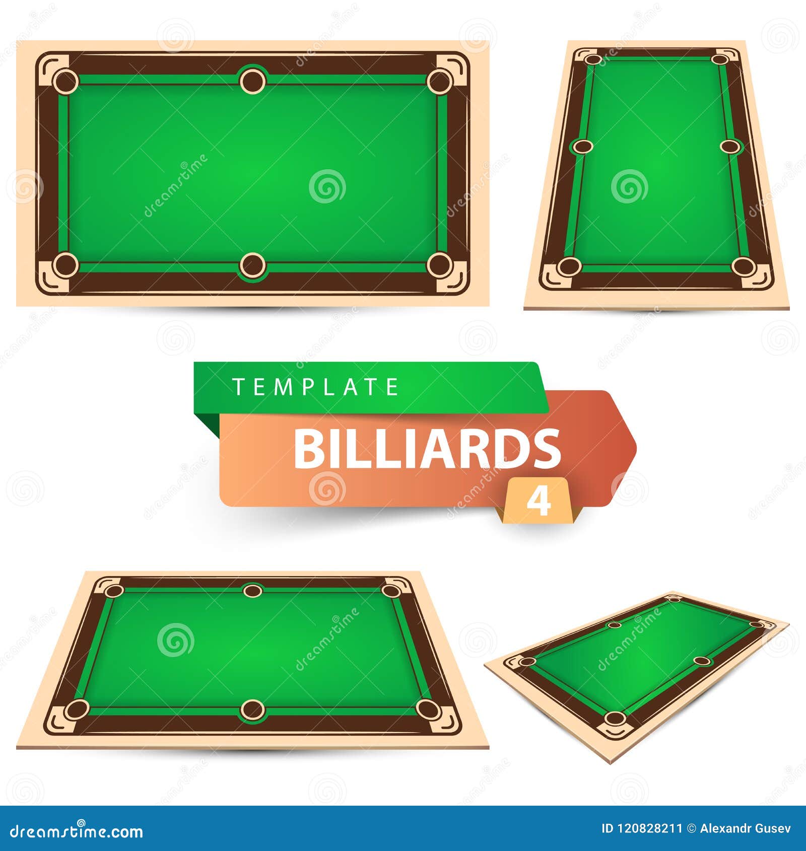 Billiard Game Template. Four Items Stock Vector - Illustration of play ...