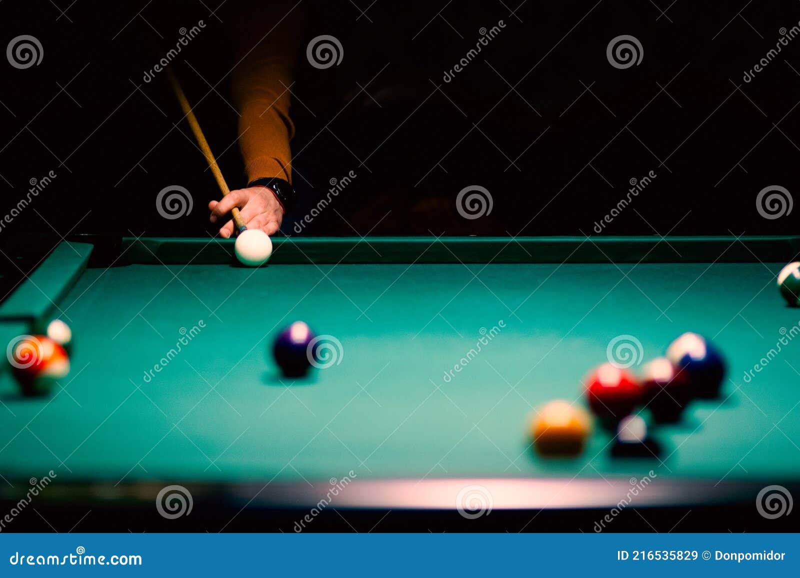 Billiard. Hand With Cue Prepare Hit A Ball Stock Image | CartoonDealer ...