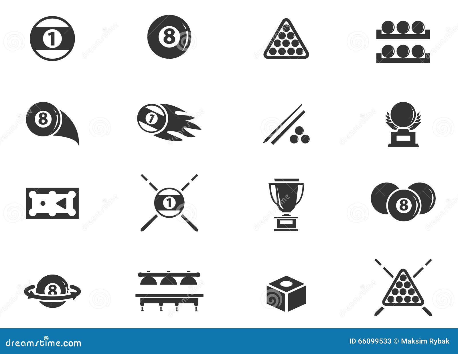 Billiard icons set stock vector. Illustration of sport - 66099533