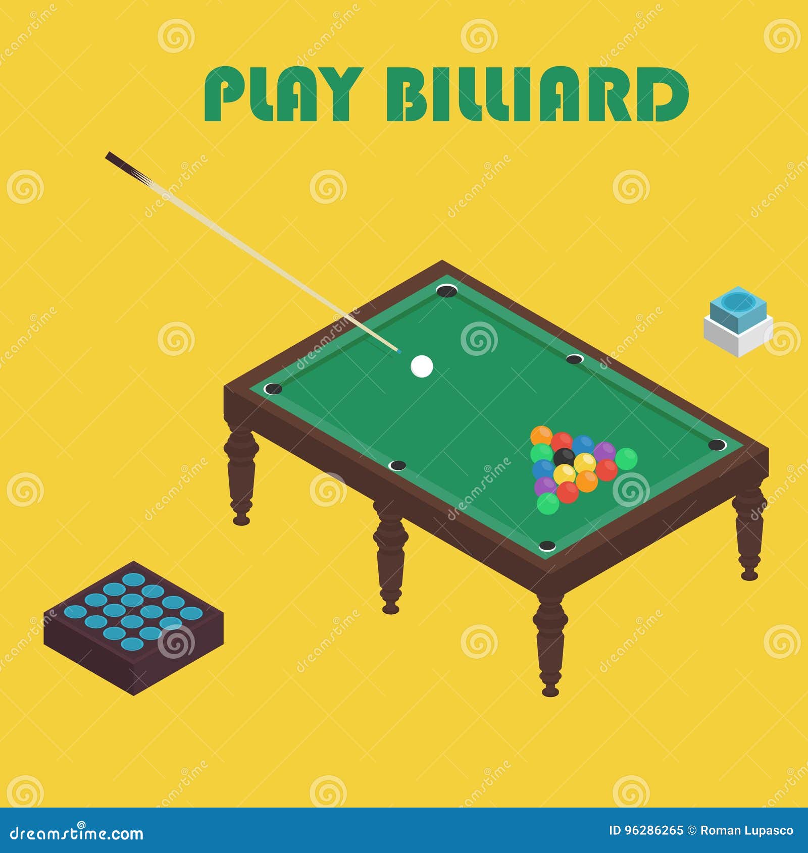 Billiard Isometric Vector Graphic Illustration. Colorful Background ...