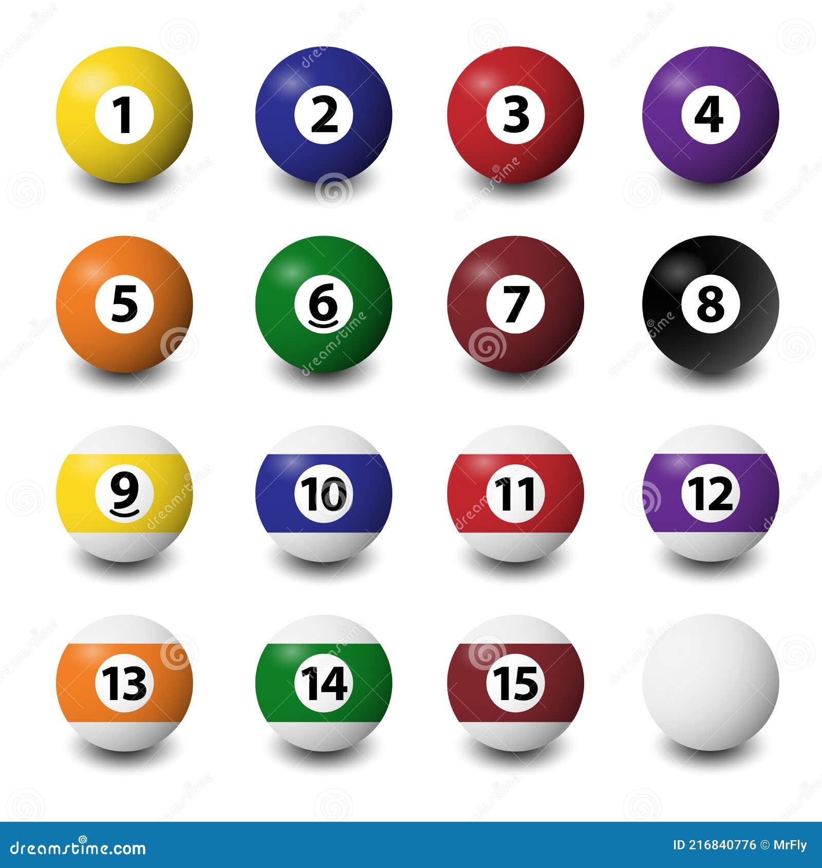 Billiard Pool Balls Set, Realistic Vector Illustration Stock Vector ...