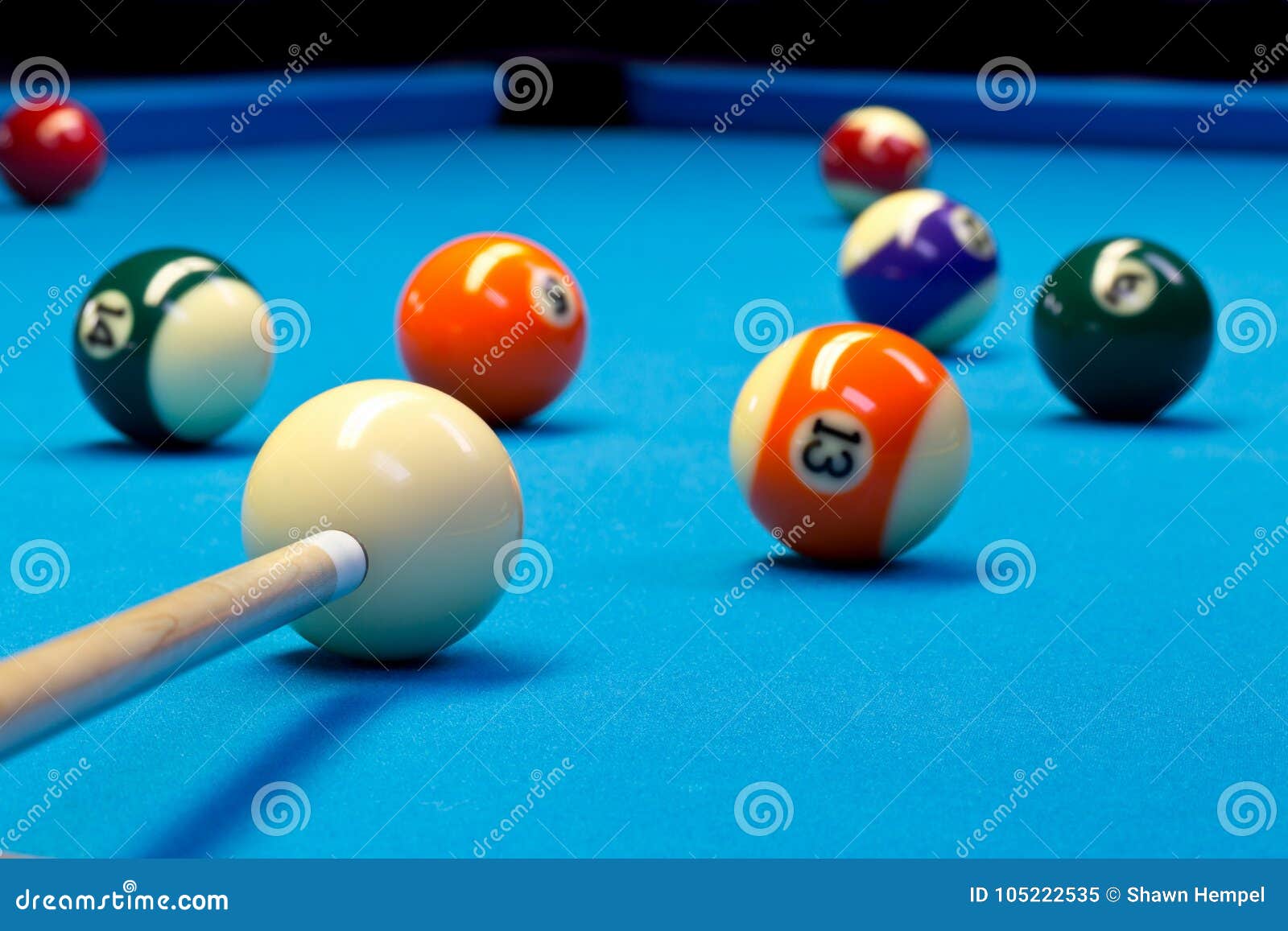 Billiard Pool Eightball Taking the Shot on Billiard Table Stock Image ...