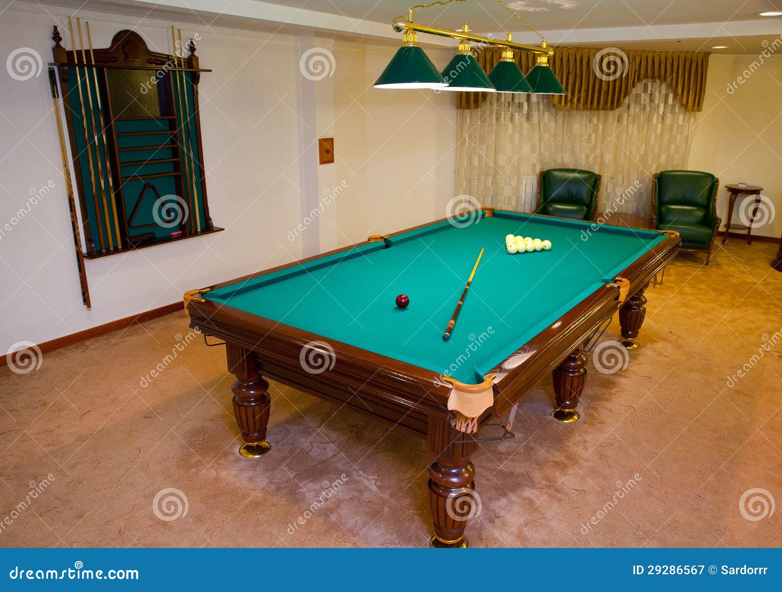 Billiard pool game room stock image. Image of ivory, pool - 29286567