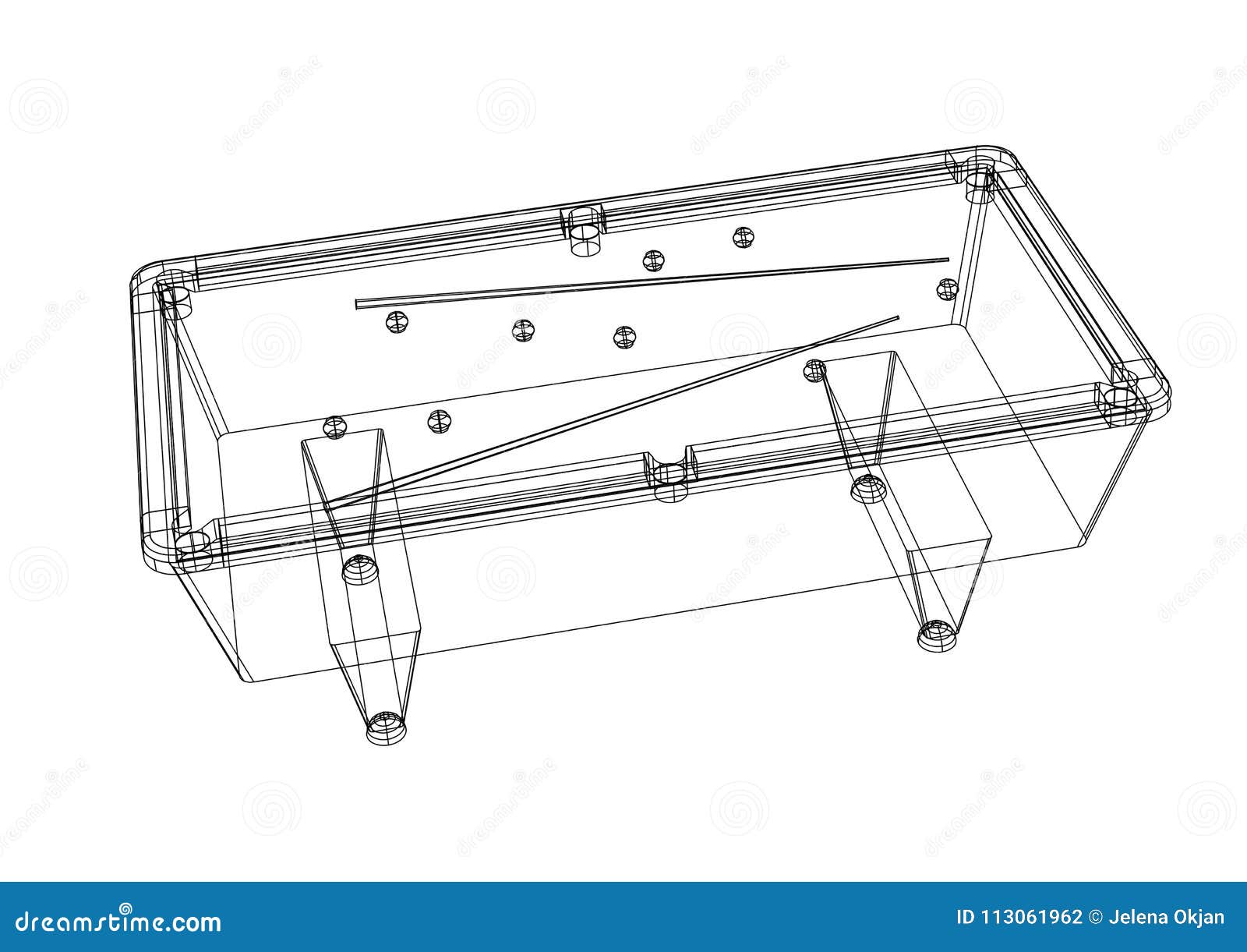 Billiard Pool Table 3D Blueprint - Isolated Stock Illustration ...