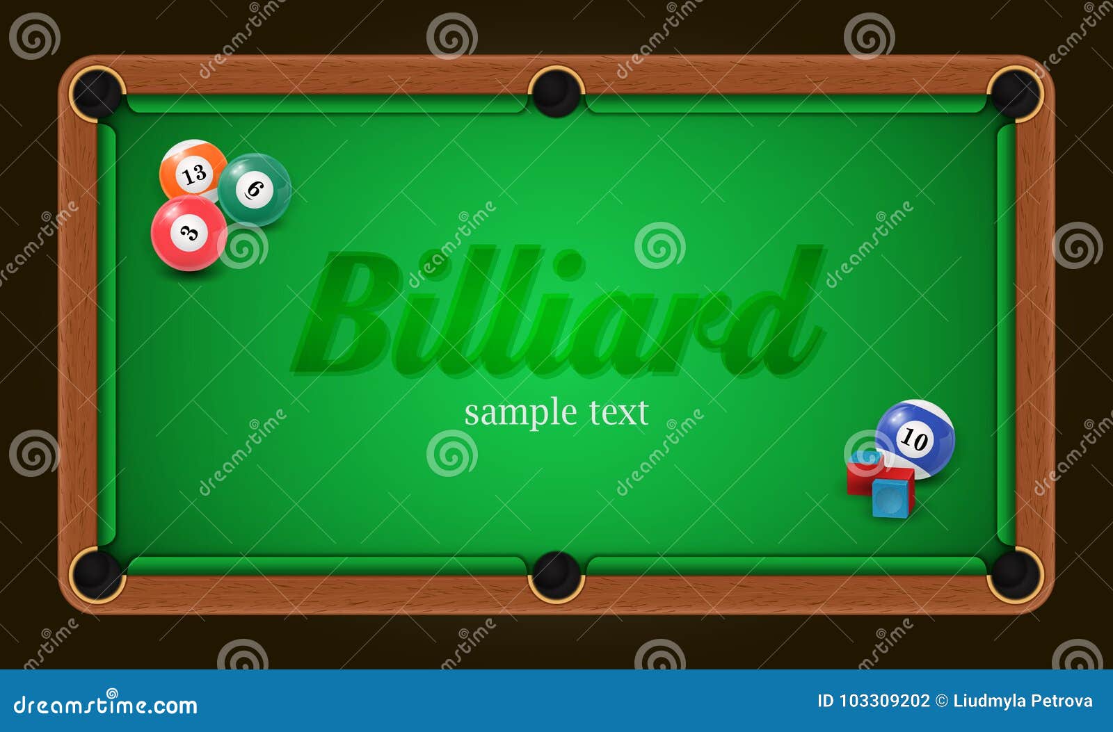 Billiard Poster With Cue And Balls On The Table Vector Illustration ...