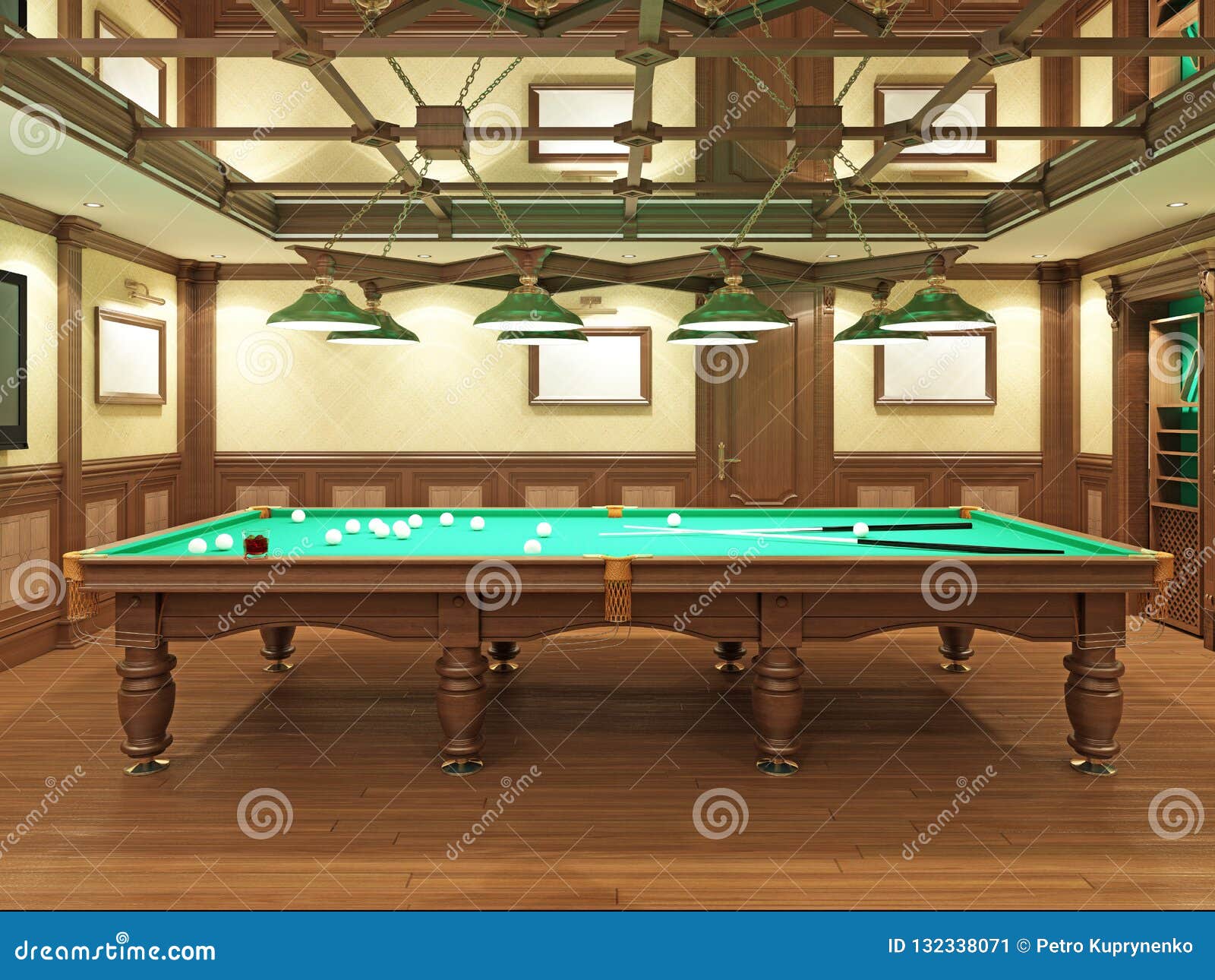 Billiard Room in Classical Style with Wooden Decoration Stock ...