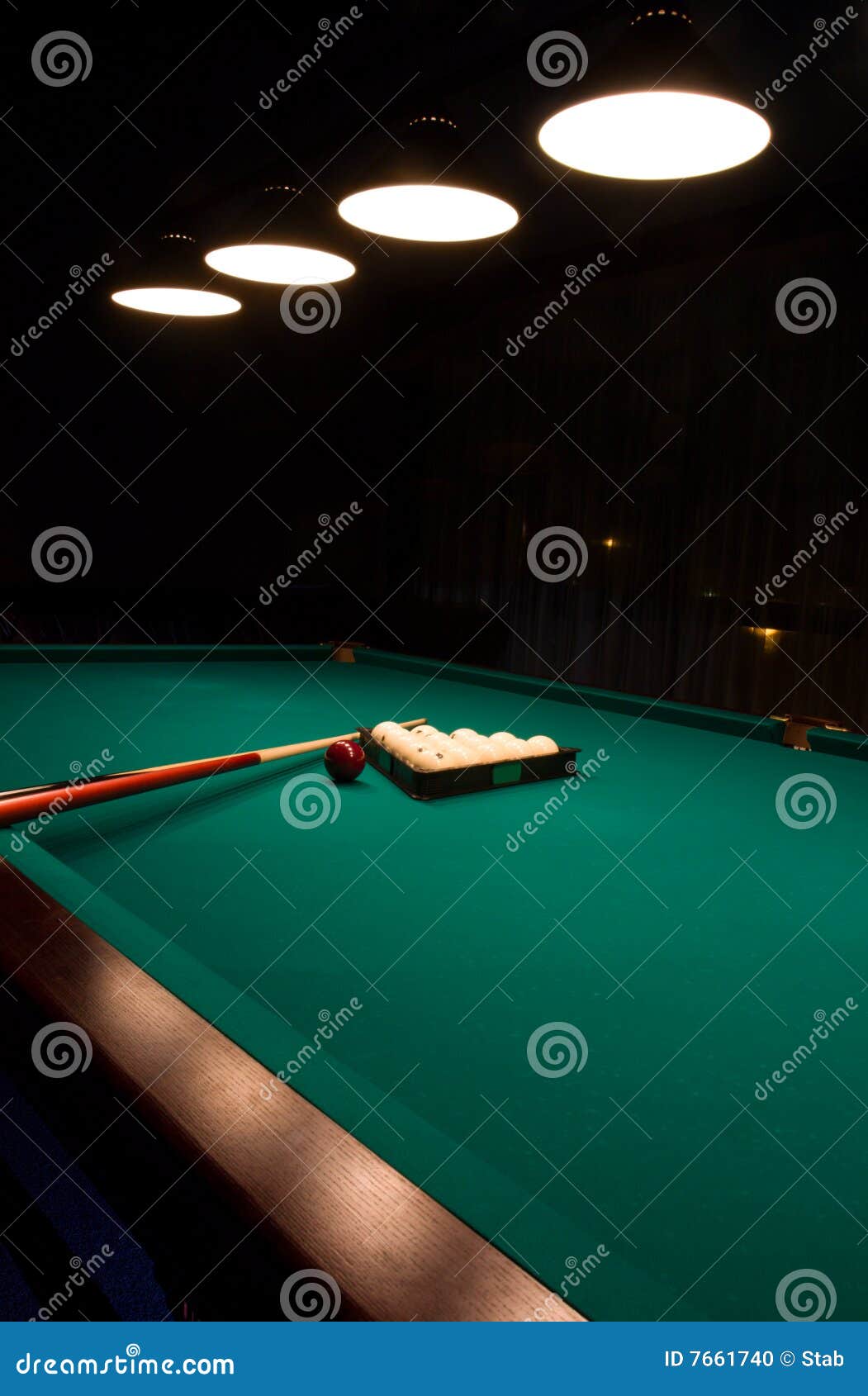 Billiard Set on Green Table Stock Photo - Image of billiard, snookers ...