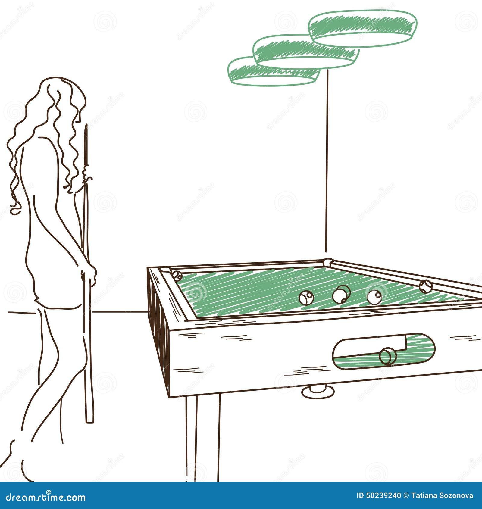 Billiard stock illustration. Illustration of girl, play - 50239240