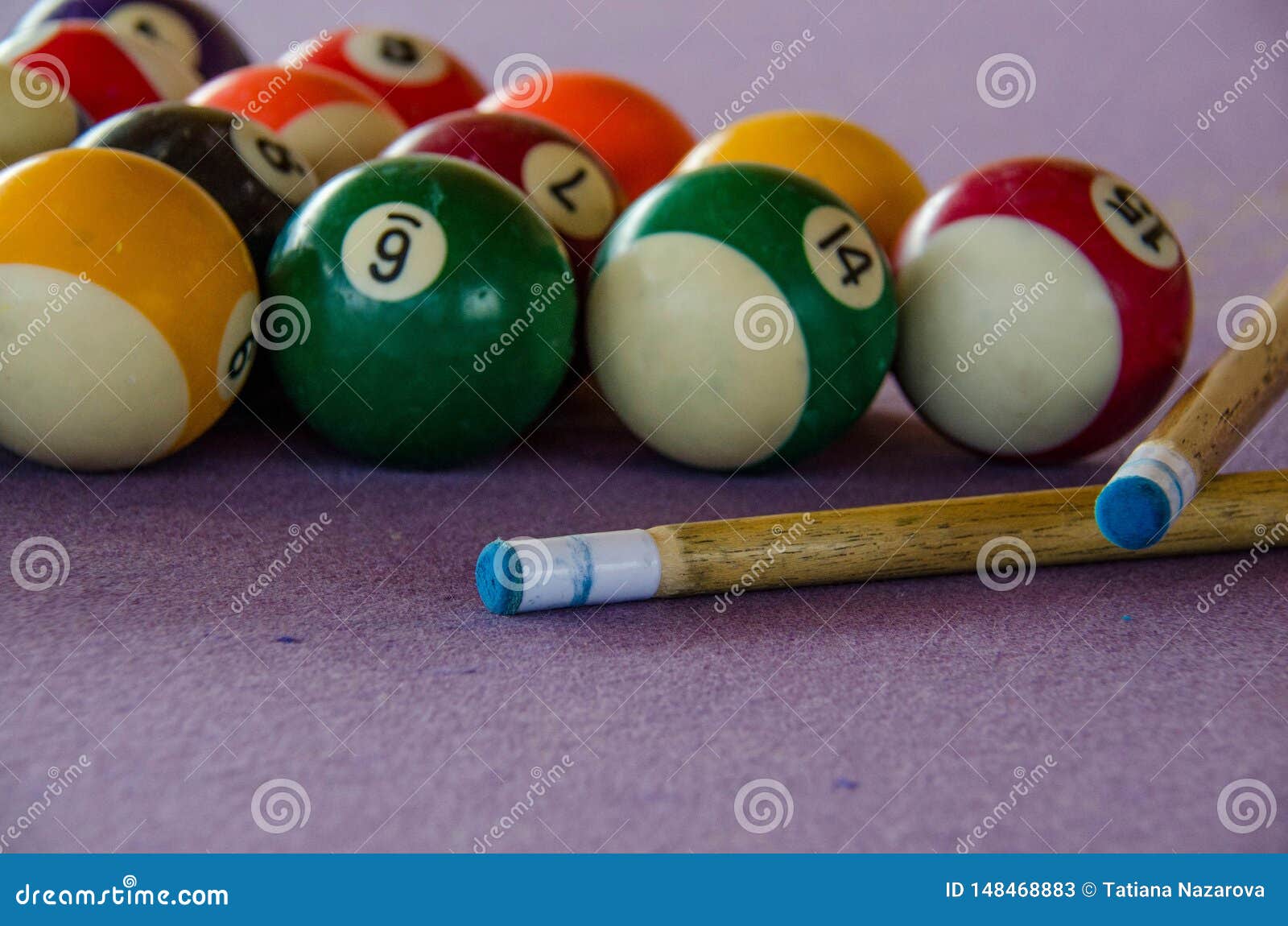 Pool table with balls stock image. Image of colorful - 148468883