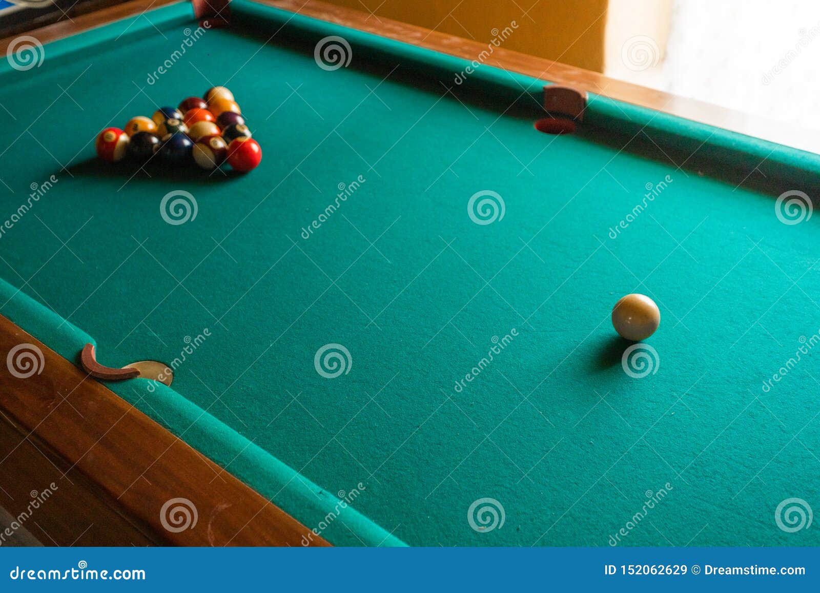 Billiard Table with Balls on Table Stock Image - Image of table, stick ...