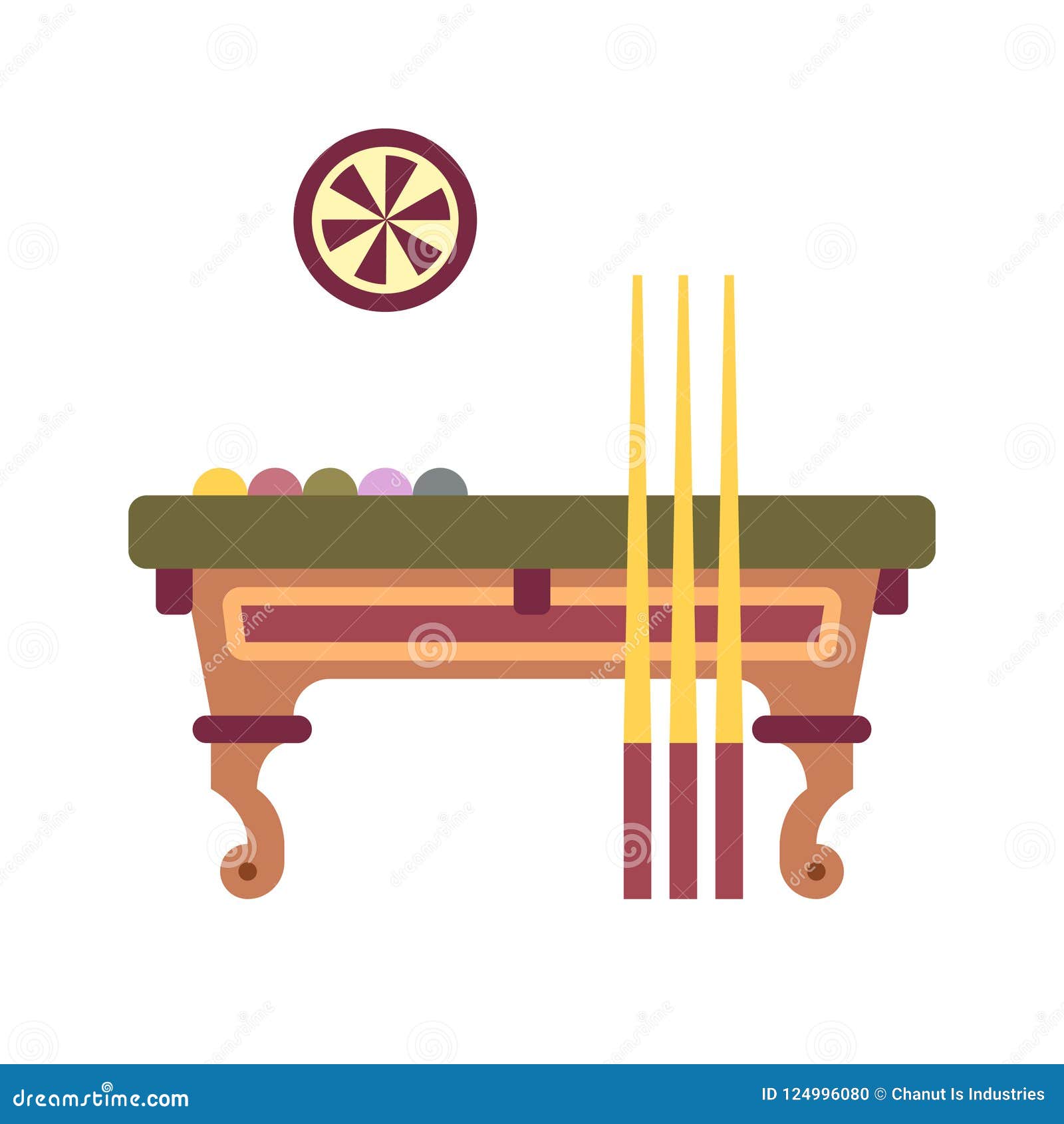Billiard Table Flat Icon stock vector. Illustration of green - 124996080