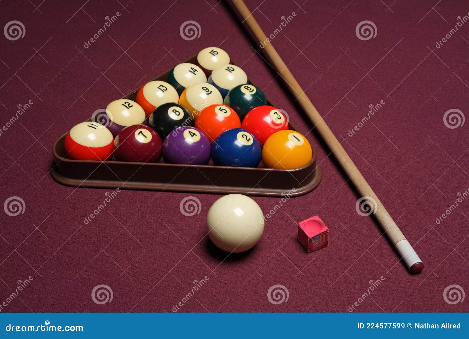 Billiard Table with Game Accessories Stock Image - Image of competition ...