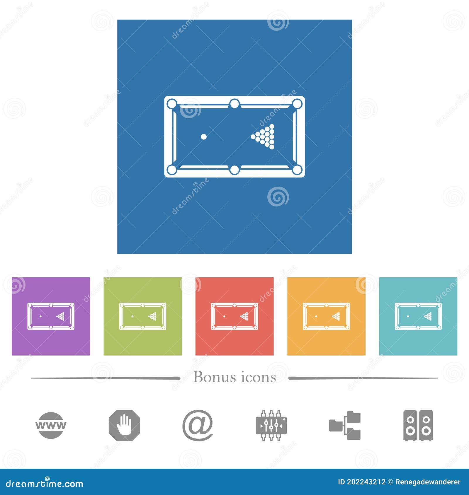 Billiard Table Initial State Flat White Icons in Square Backgrounds ...