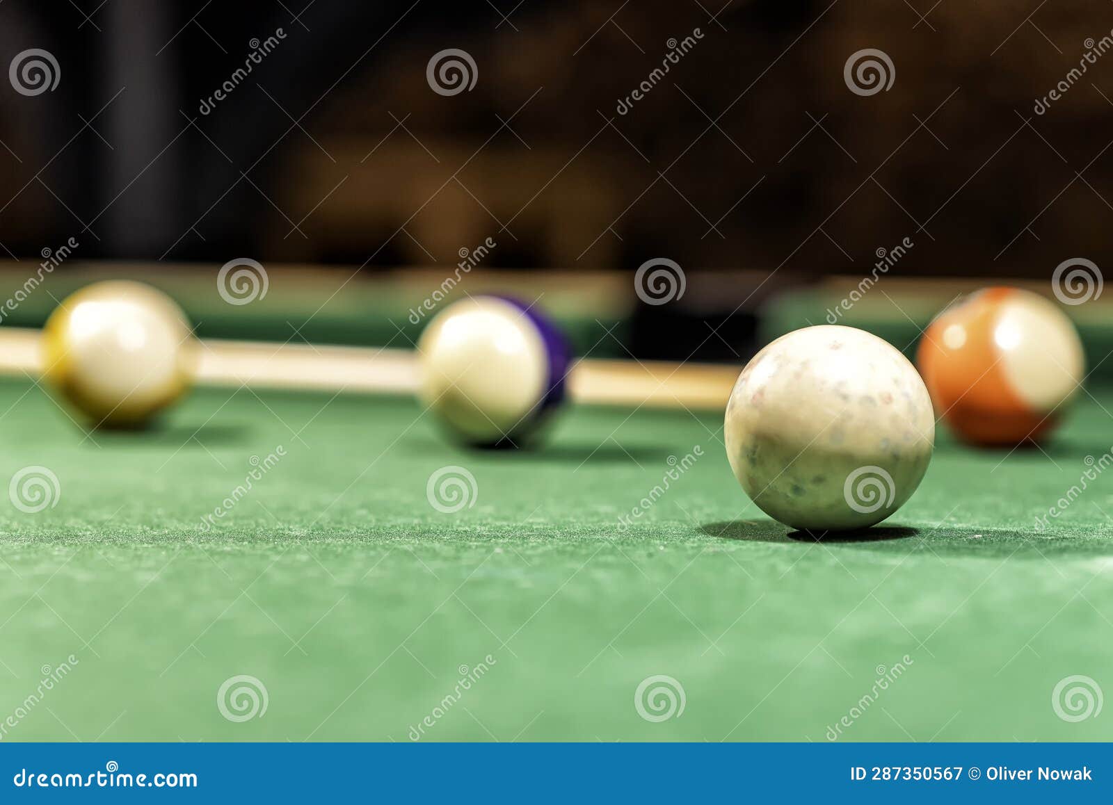 Billiard Table in an Old Castle with Billiard Balls Stock Image - Image ...