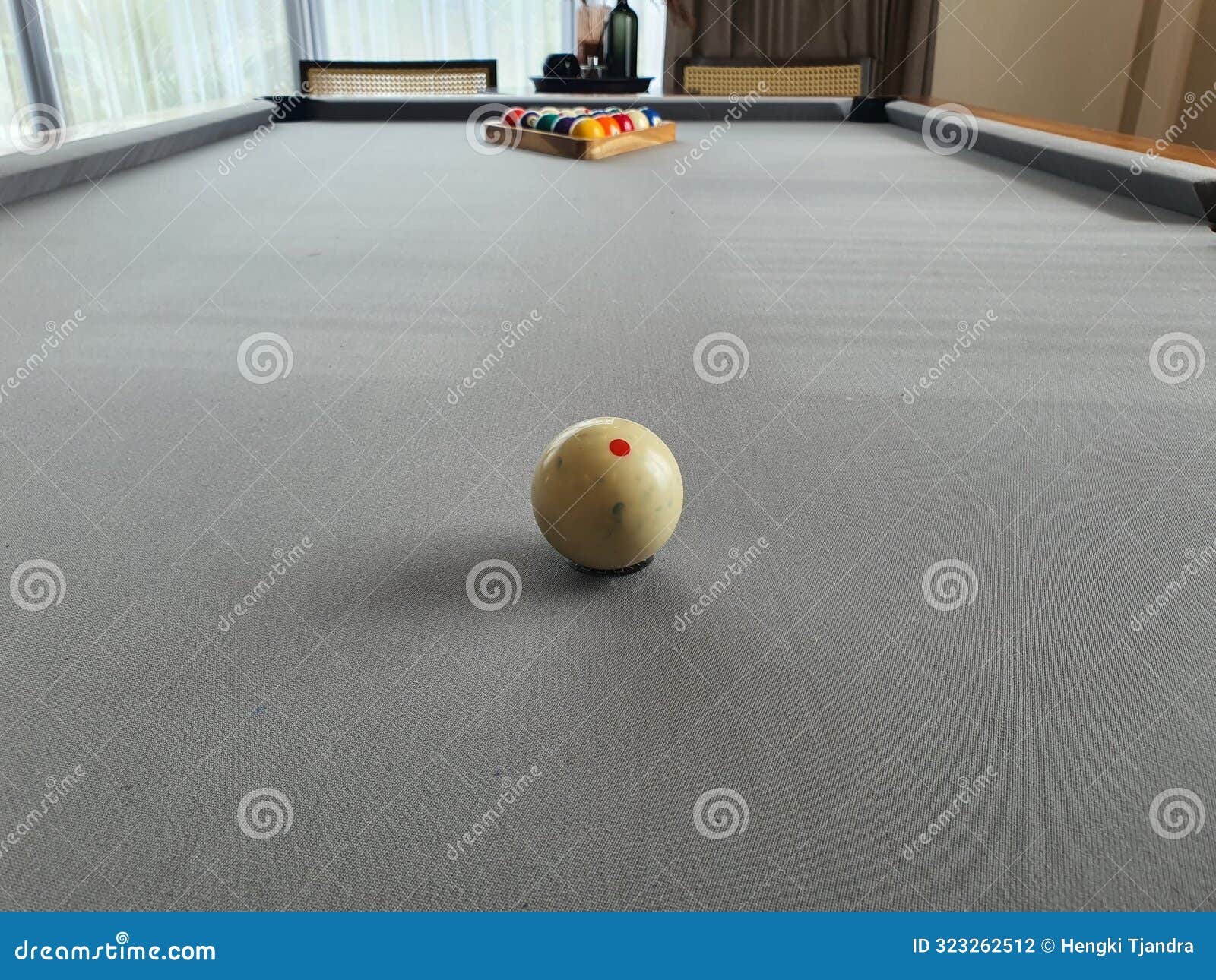 Billiard Table with the Position of the White Balls Ready for the Break ...