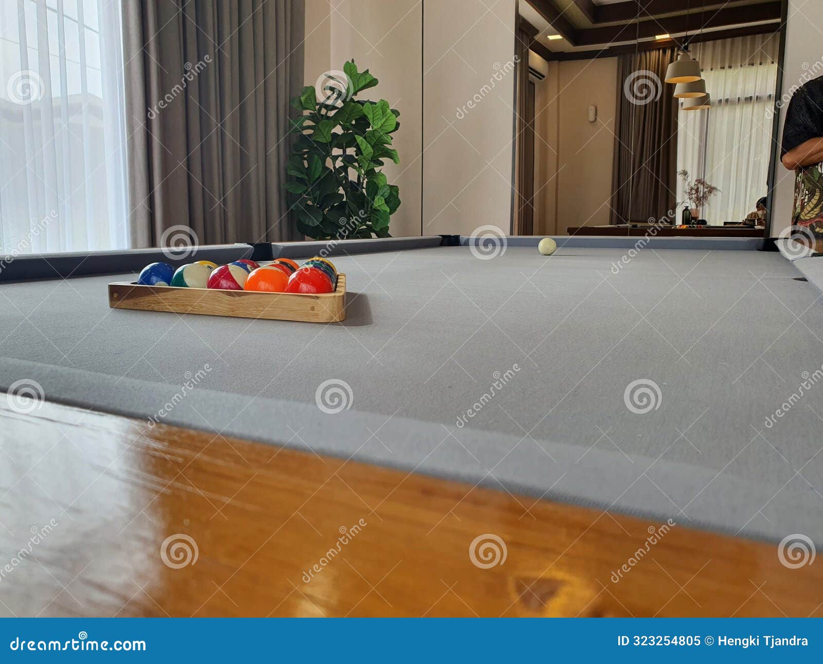 Billiard Table with the Position of the White Balls Ready for the Break ...