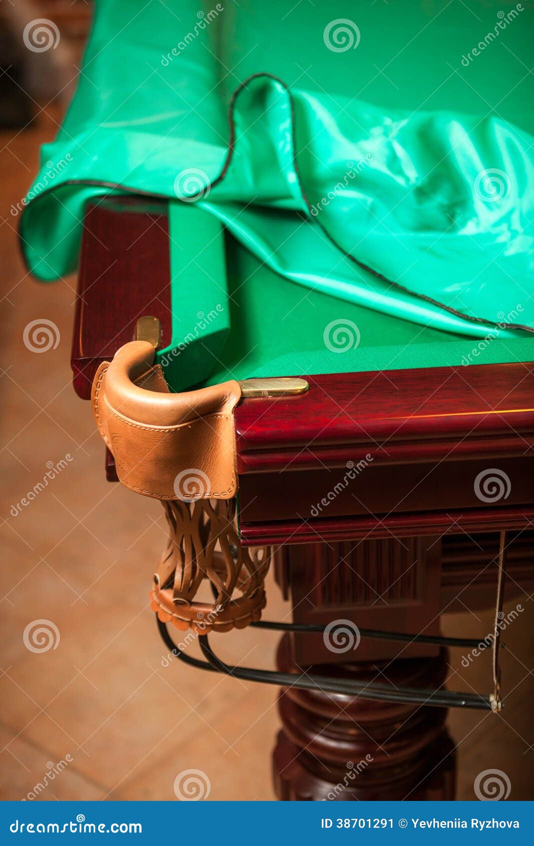 Billiard Table Under Cloth Cover with Open Pocket Stock Image - Image ...