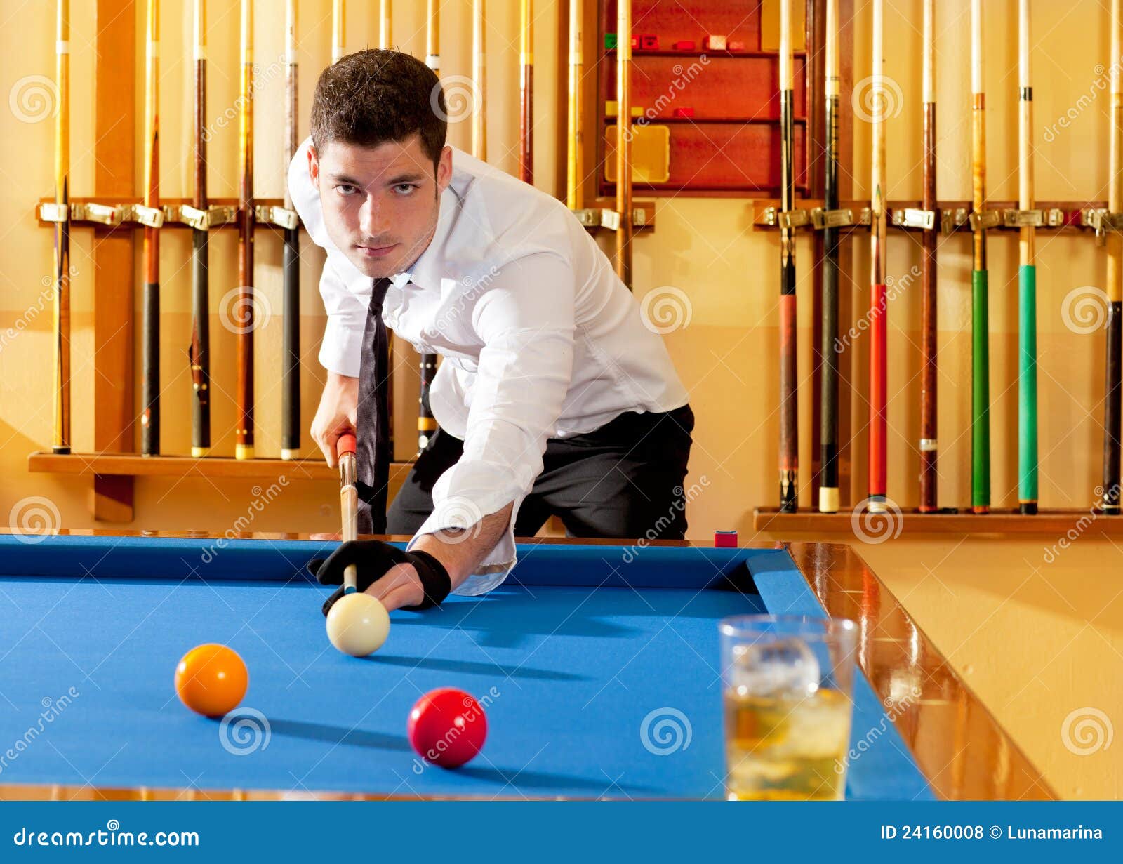 Billiard Winner Handsome Man Playing Stock Photo - Image of carom, club ...