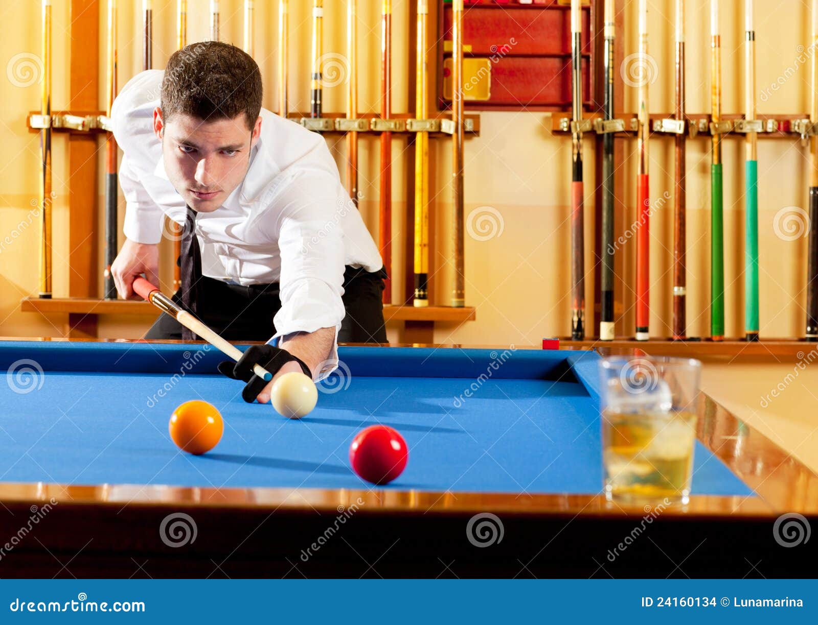 Billiard Winner Handsome Man Playing Stock Photo - Image of billiard ...