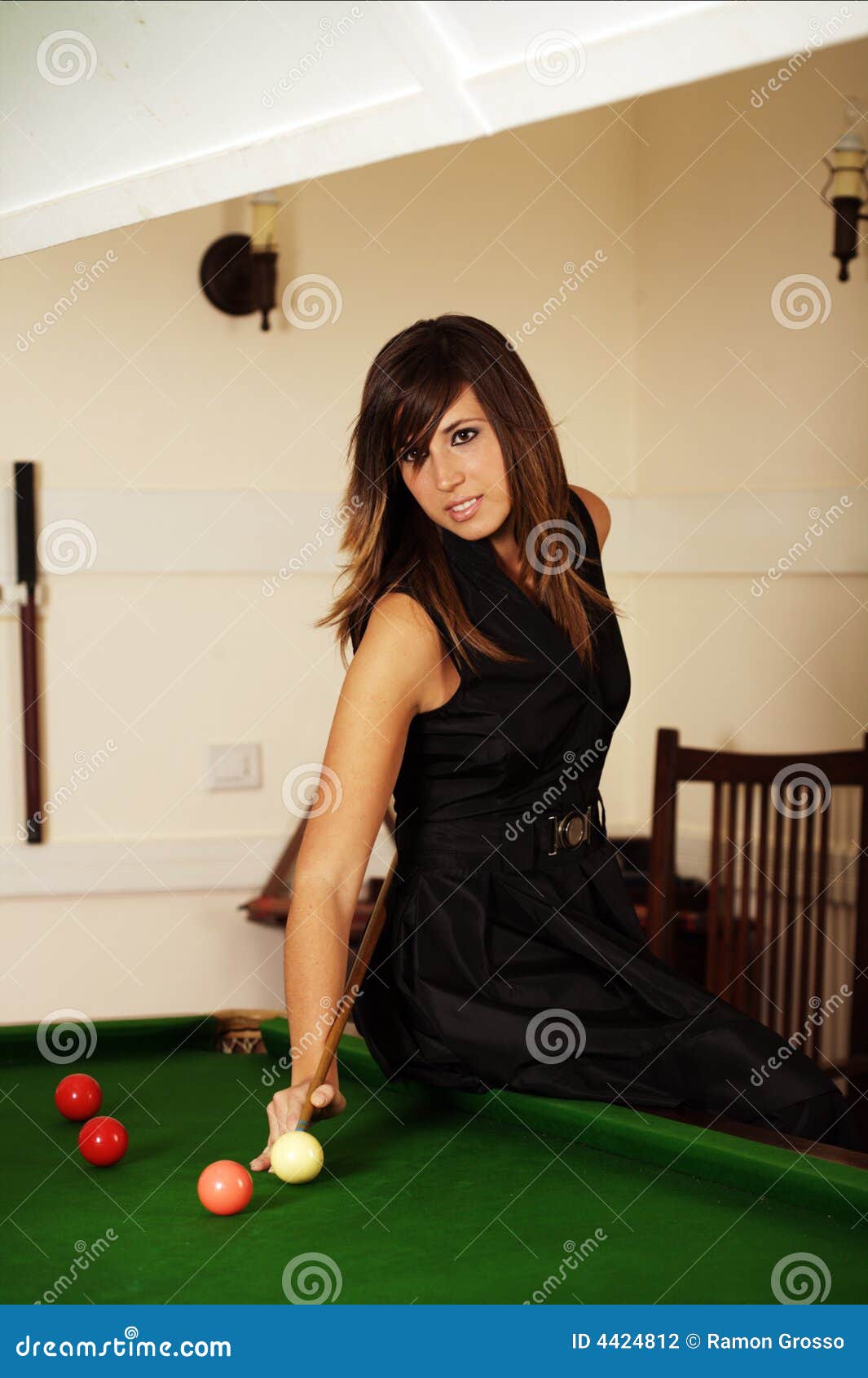 Billiard woman stock photo. Image of entertainment, poolball - 4424812