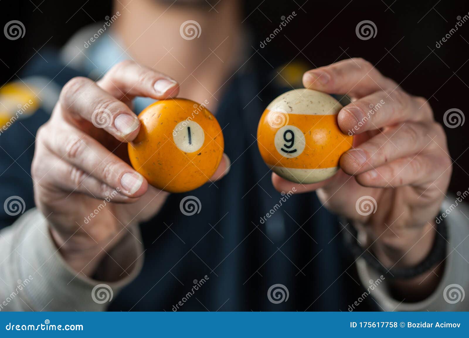 Billiards Balls and Cue on Billiards Table. Billiard Sport Concept ...
