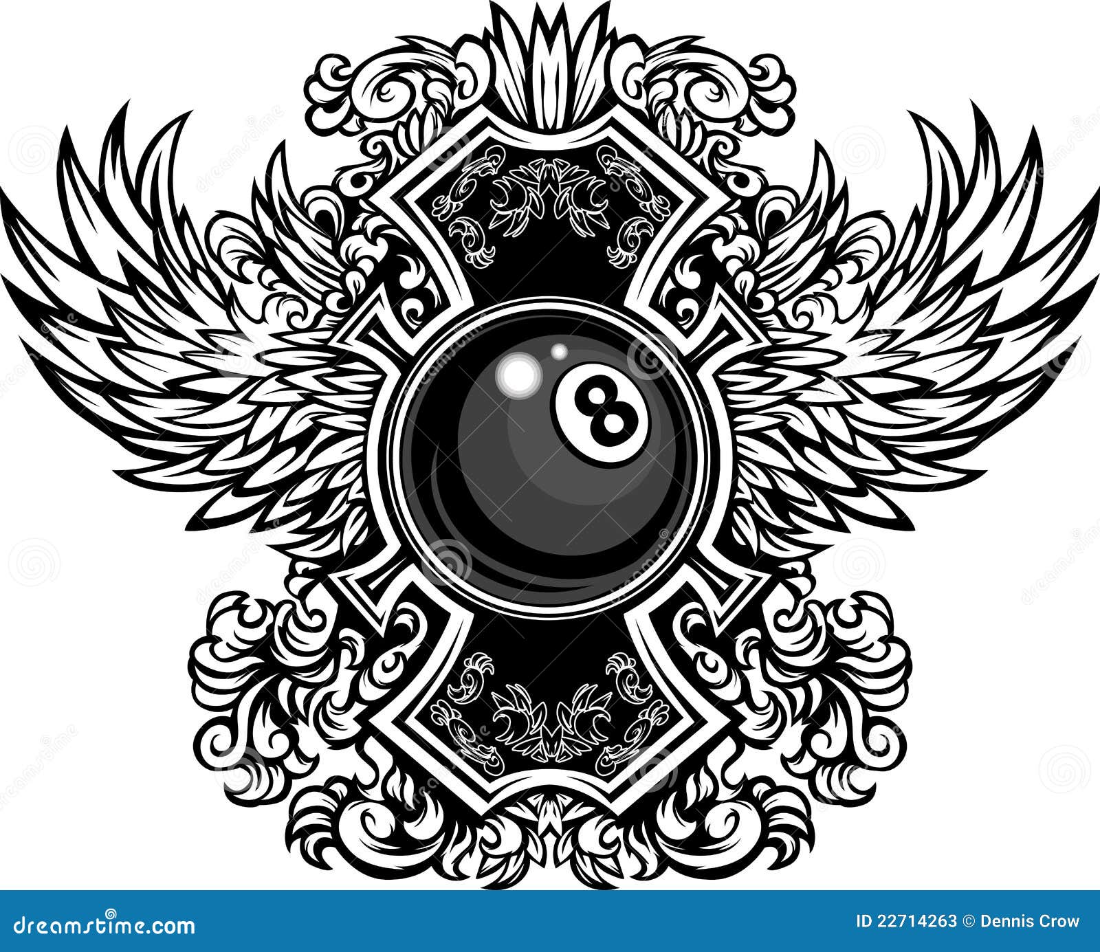 Billiards Eightball Ornate Graphic Template Stock Vector - Illustration ...
