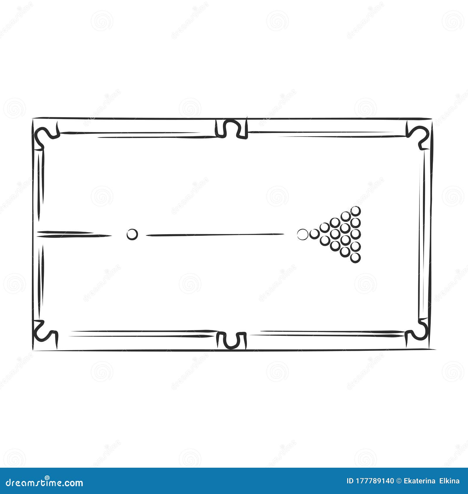 Billiards Game, Vector Sketch Illustration. Recreating Sport Stock ...