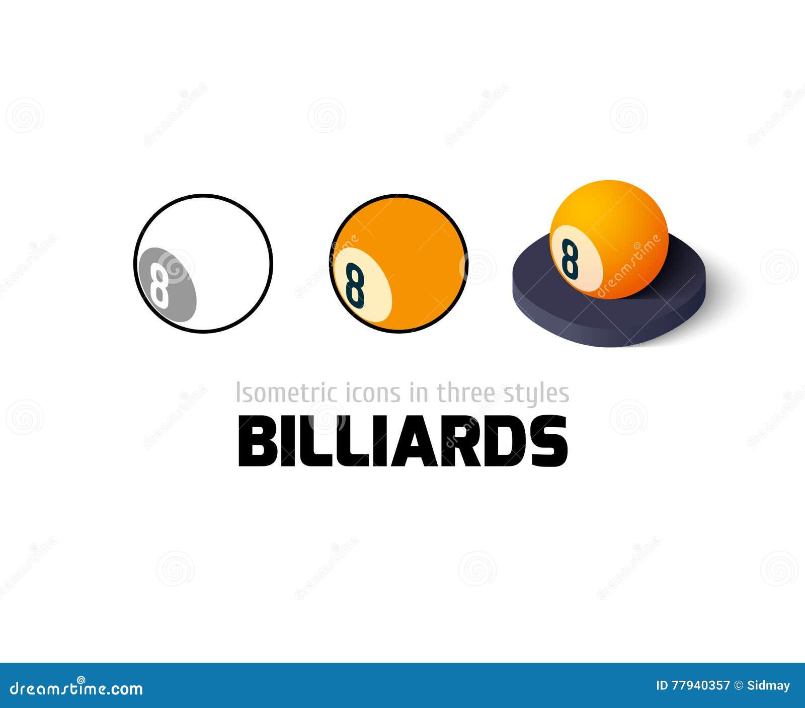 Billiards Icon in Different Style Stock Vector - Illustration of ...