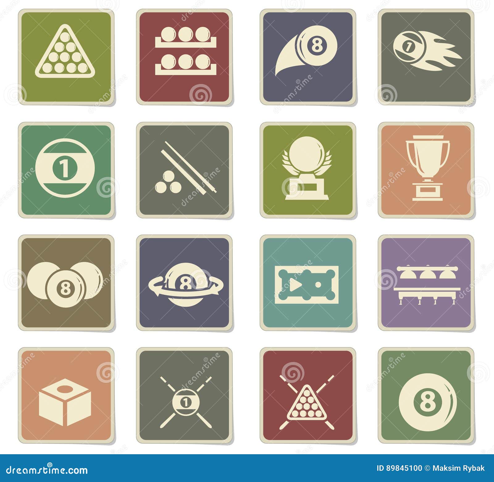 Billiards icon set stock illustration. Illustration of ball - 89845100