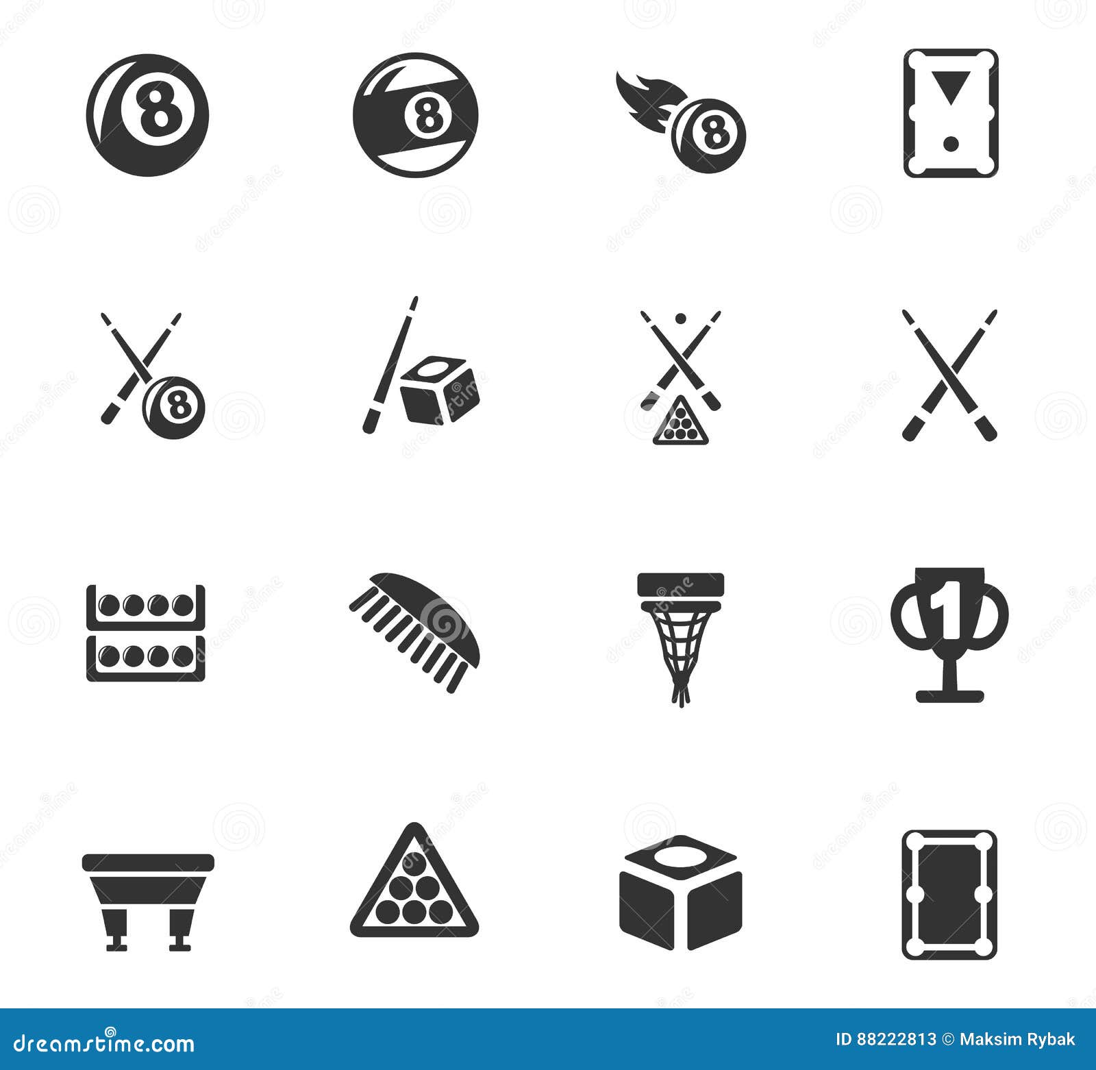Billiards icon set stock vector. Illustration of fireball - 88222813
