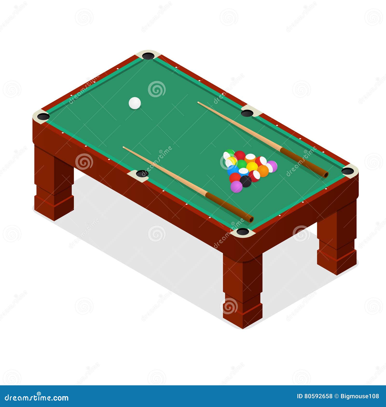 Billiards Isometric View. Vector Stock Vector - Illustration of hole ...