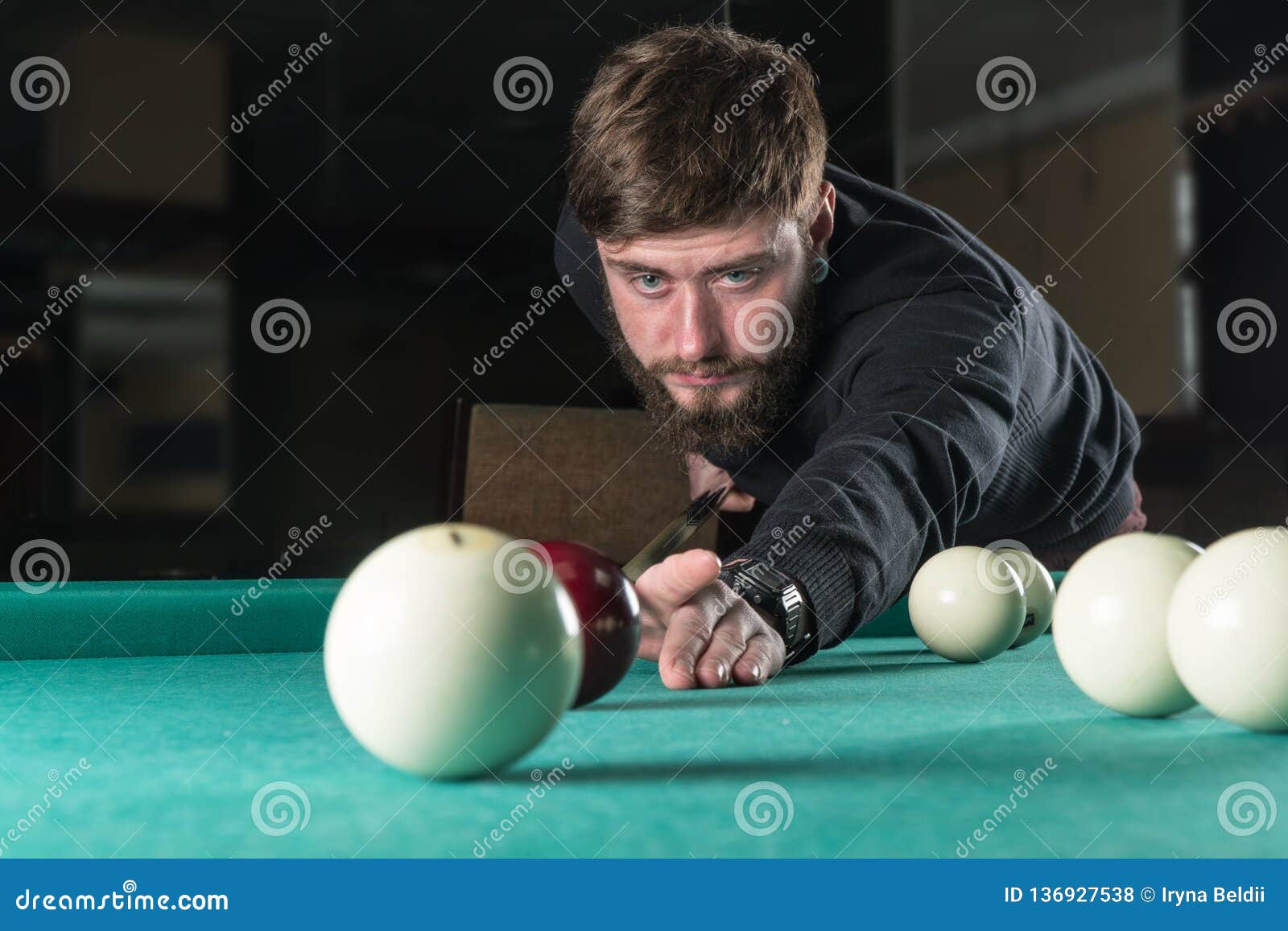 Billiards. Man Plays Billiards. Leisure Stock Photo - Image of ...