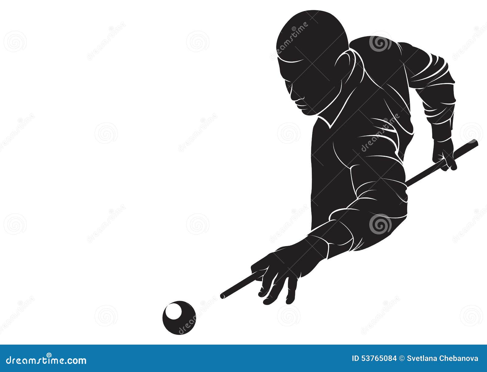 Billiards Player Silhouette Cartoon Vector | CartoonDealer.com #134091581
