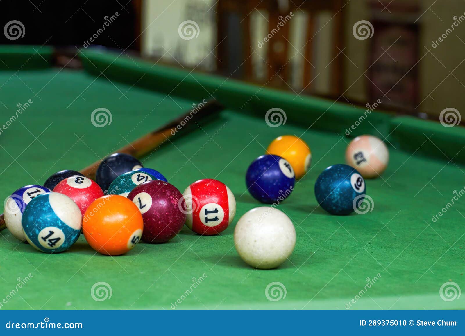 Billiards and Pool Cues on the Pool Table Stock Photo - Image of ...