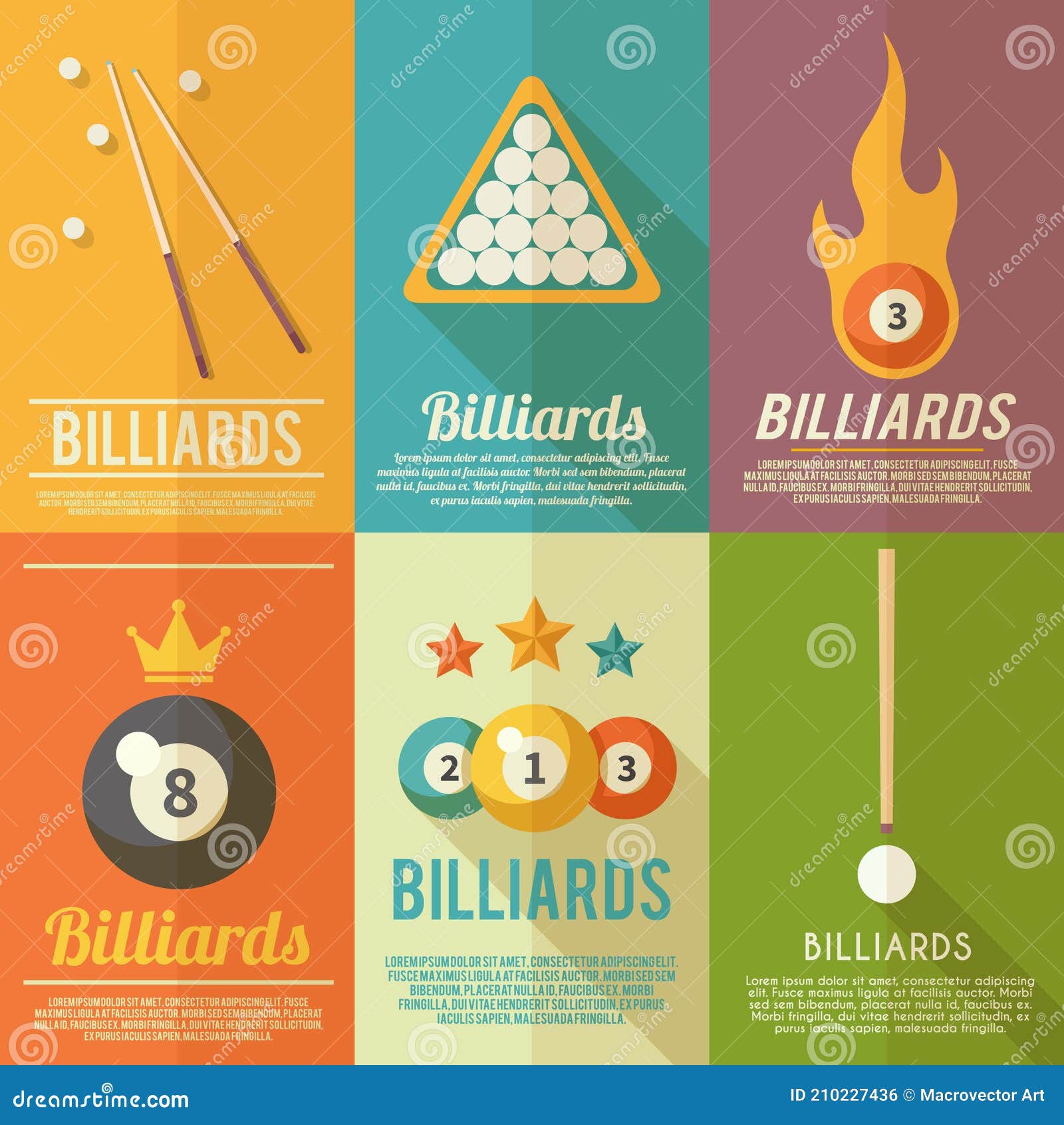 Billiards Poster Set stock vector. Illustration of champion - 210227436