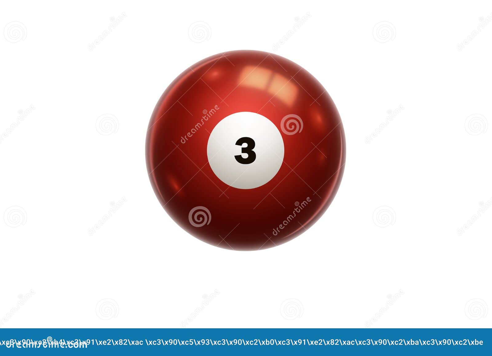 Billiards, Red Ball at Number 3, Three, Isolated on White Background ... Billiards, Red Ball at Number 3, Three, Isolated on White Background ...