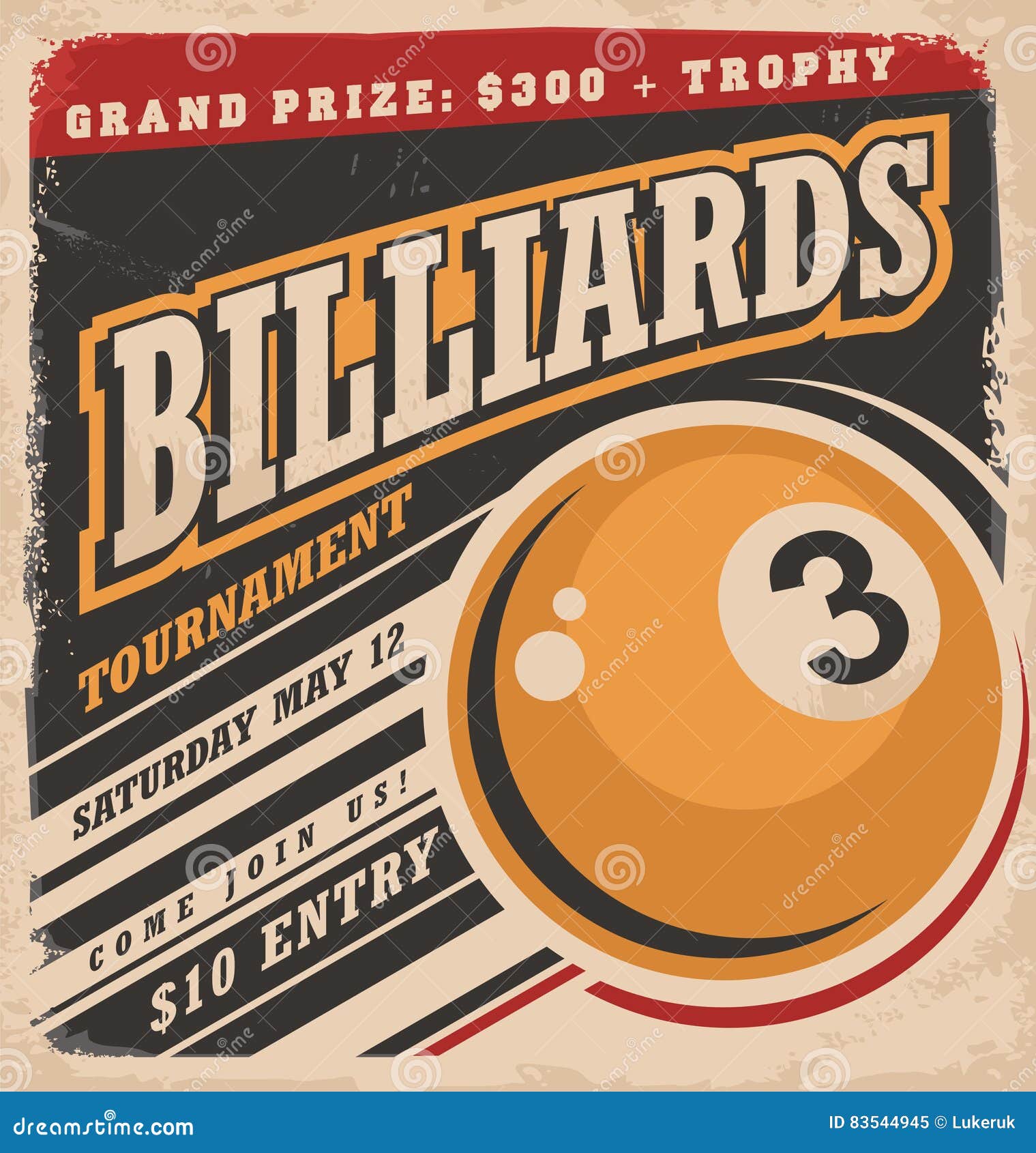 Retro Billiards League Labels And Stickers Cartoon Vector ...