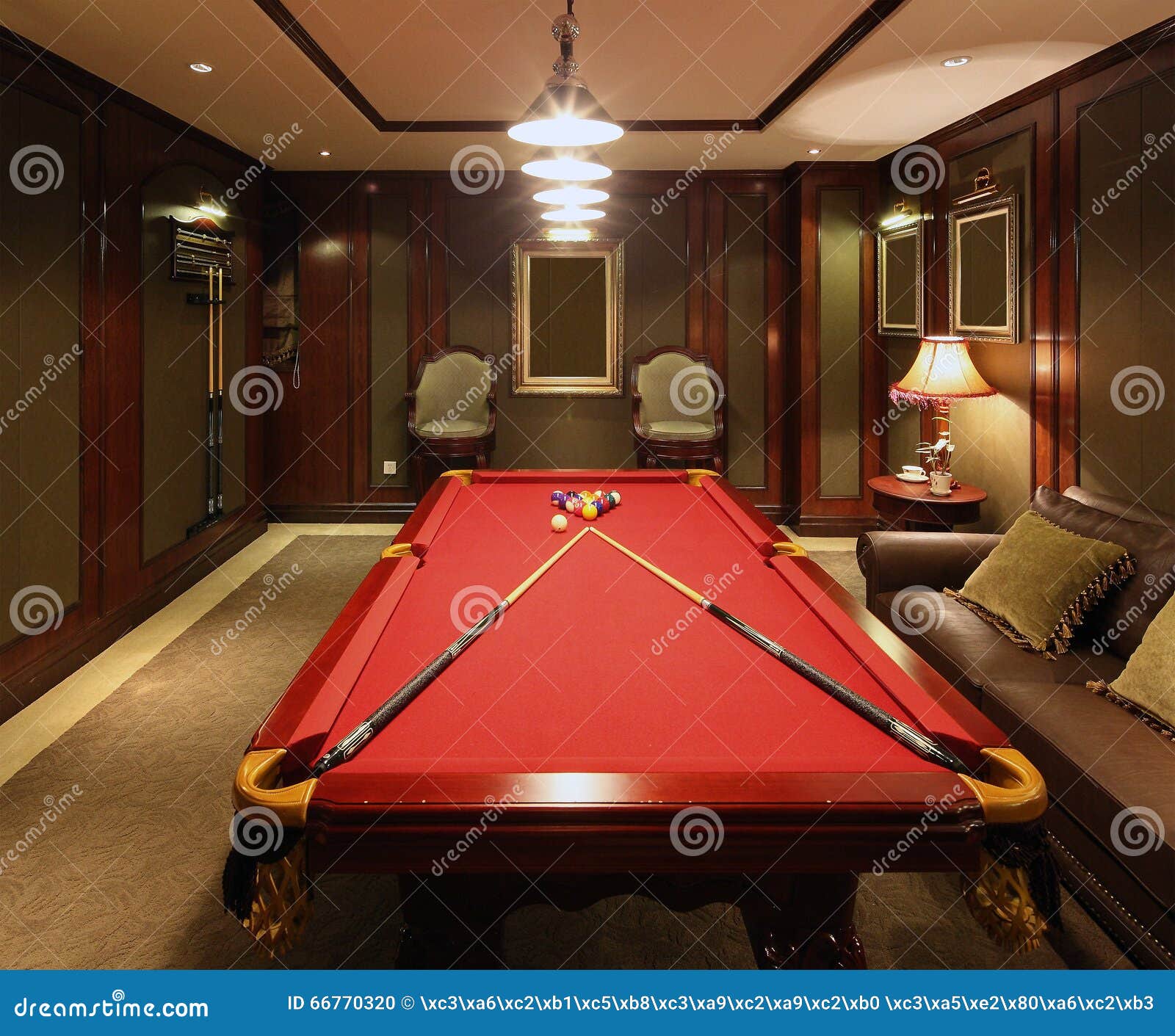 Billiards Room Interior in Private House Stock Photo - Image of ...